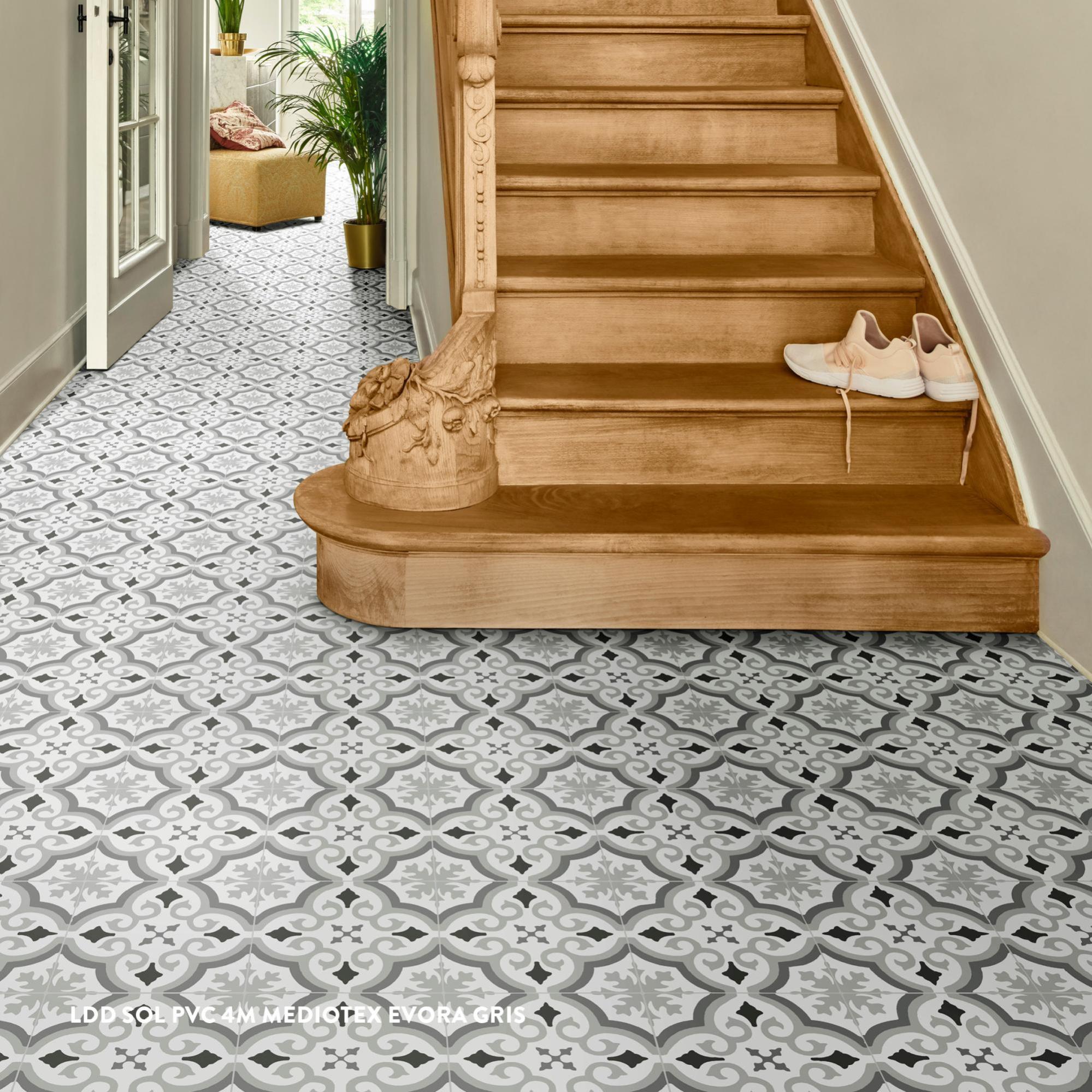 Sol PVC IVC effet carreau de ciment Evora gris rouleau l.4 m | Leroy Merlin