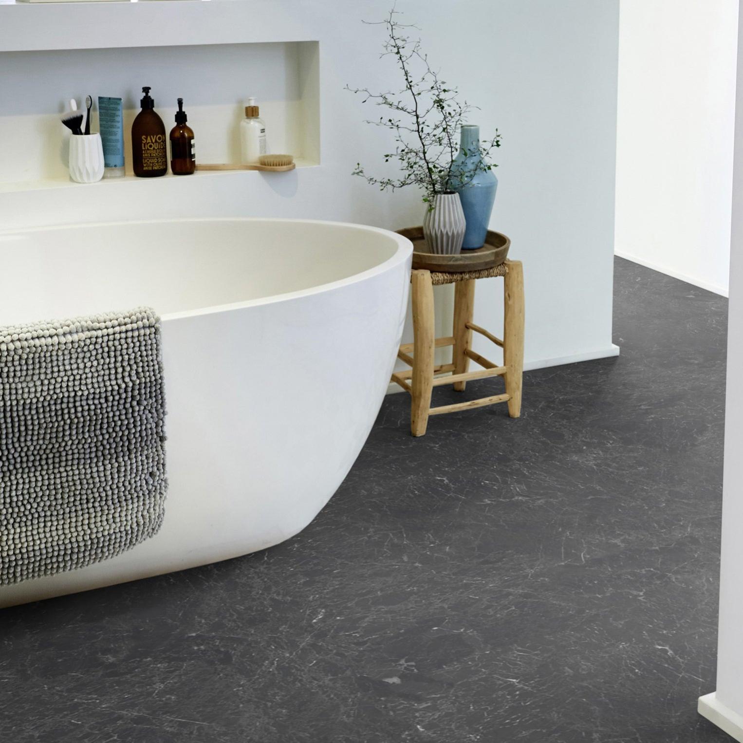 Sol PVC effet marbre marbre anthracite Iconik life TARKETT rouleau l.4 ...