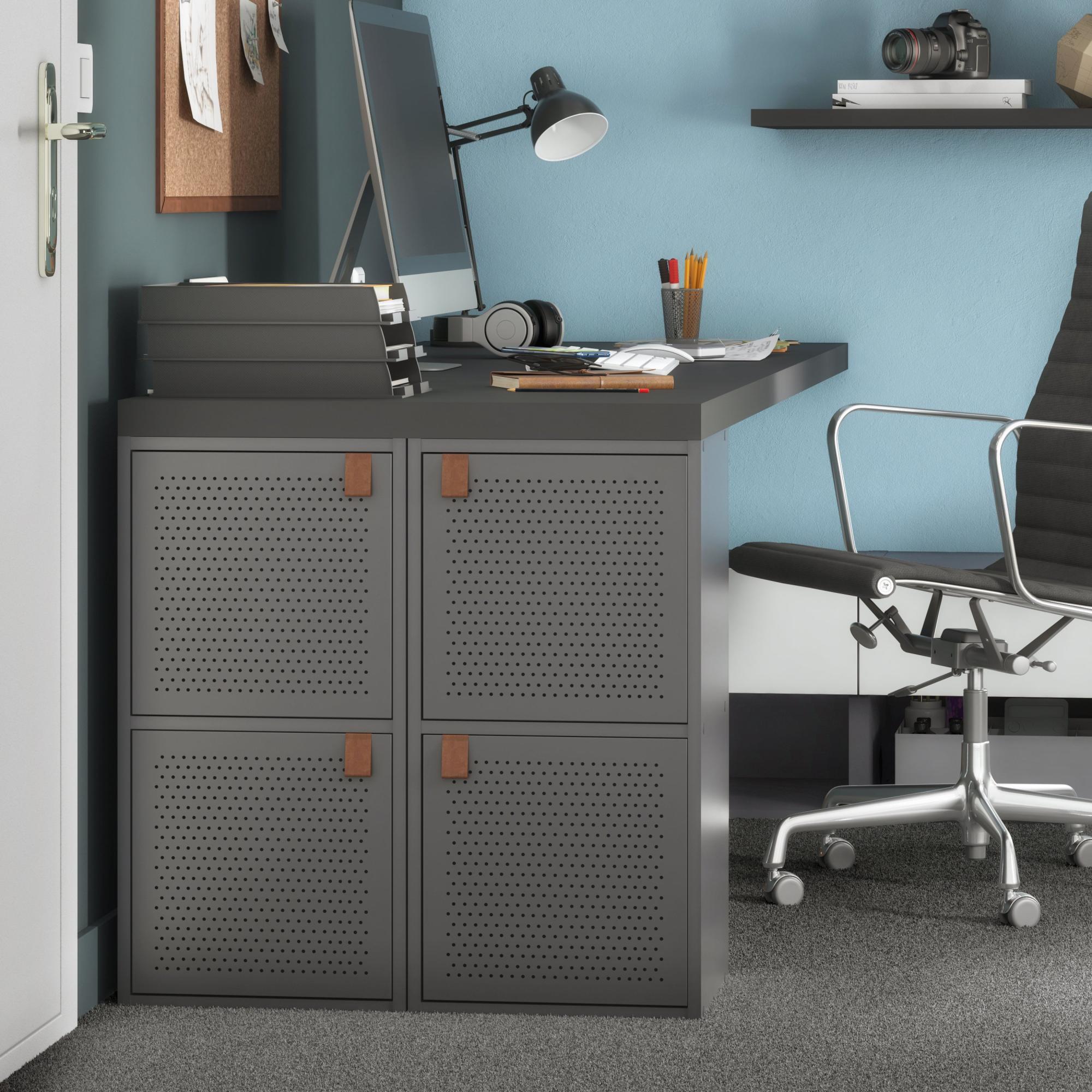 Meuble de rangement noir H.70.5 x l.72 x P.31 cm Kub | Leroy Merlin