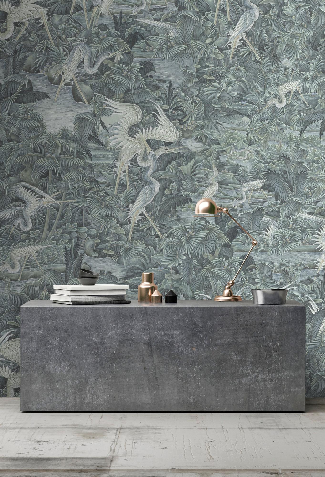 Papier peint vinyle Scénario flamant gris | Leroy Merlin