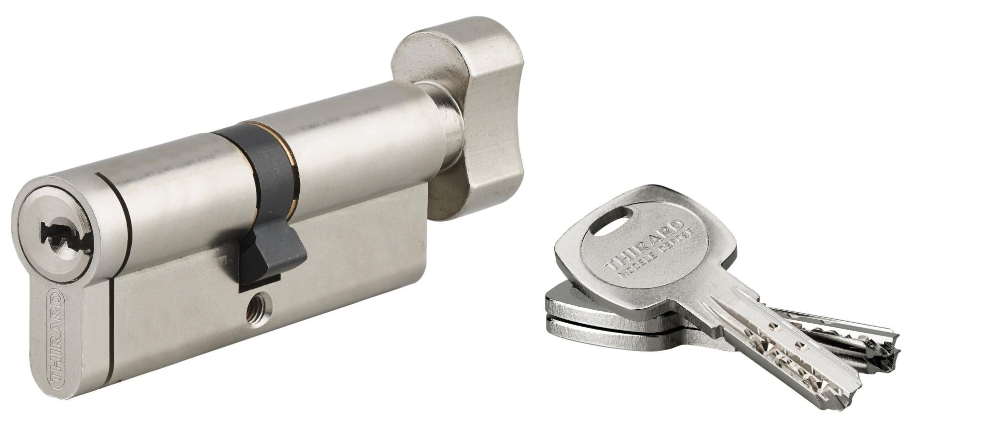 Cylindre de serrure avec bouton TRANSIT 2 40X40 nickelé 3 clés | Leroy ...