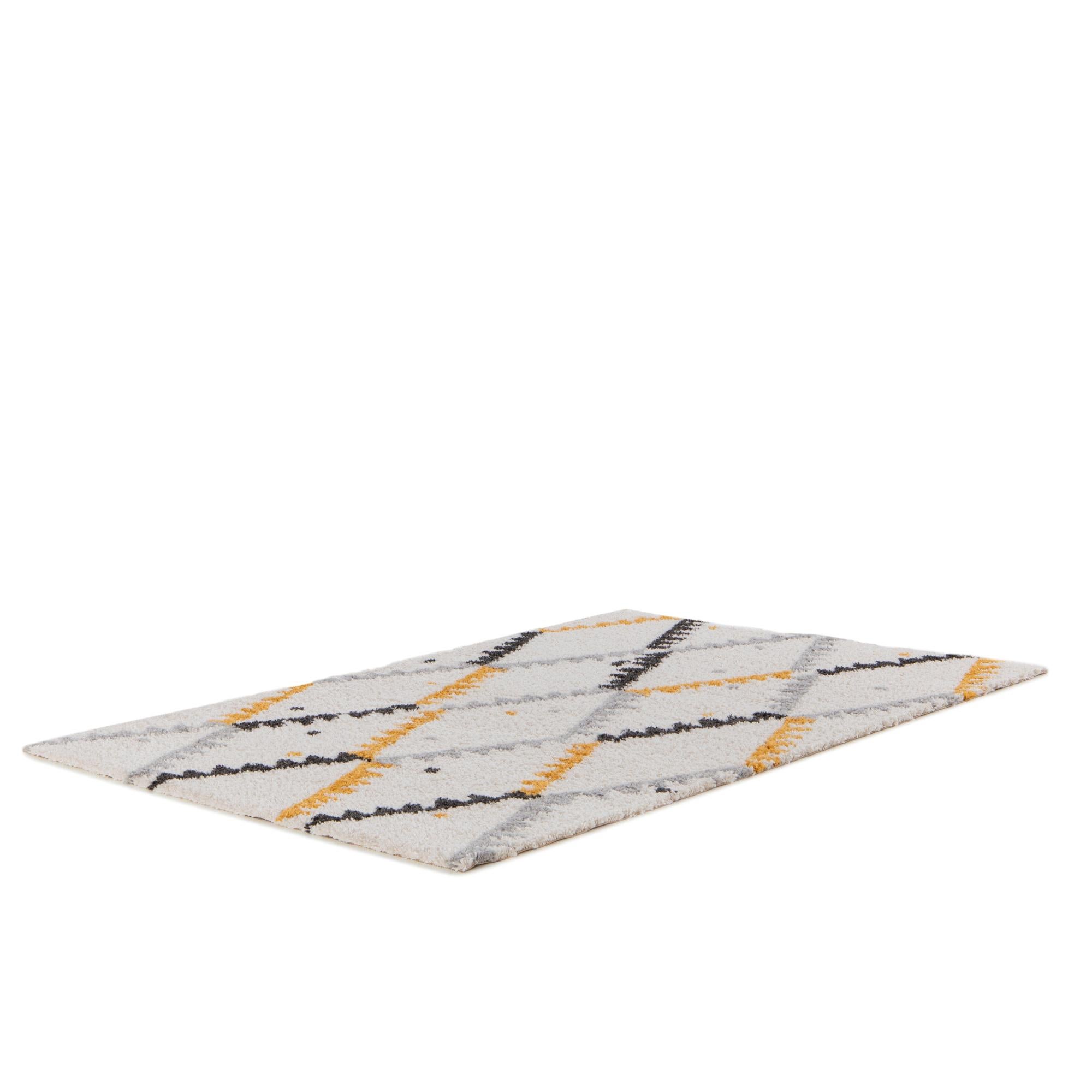 Tapis intérieur crème - noir - orange - gris rectangulaire, l.80 x L ...