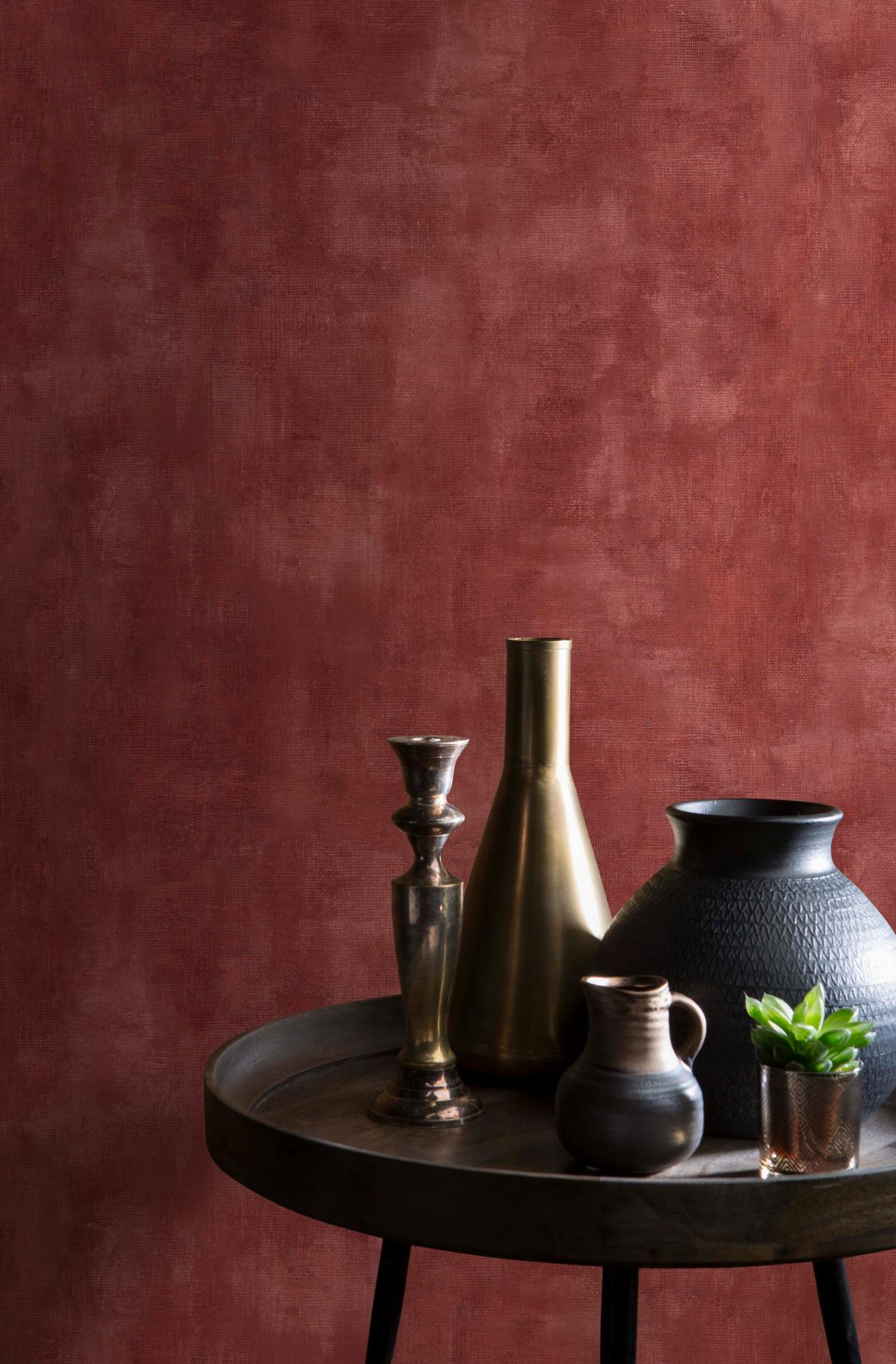 Papier peint intissé Maori uni matière rouge | Leroy Merlin