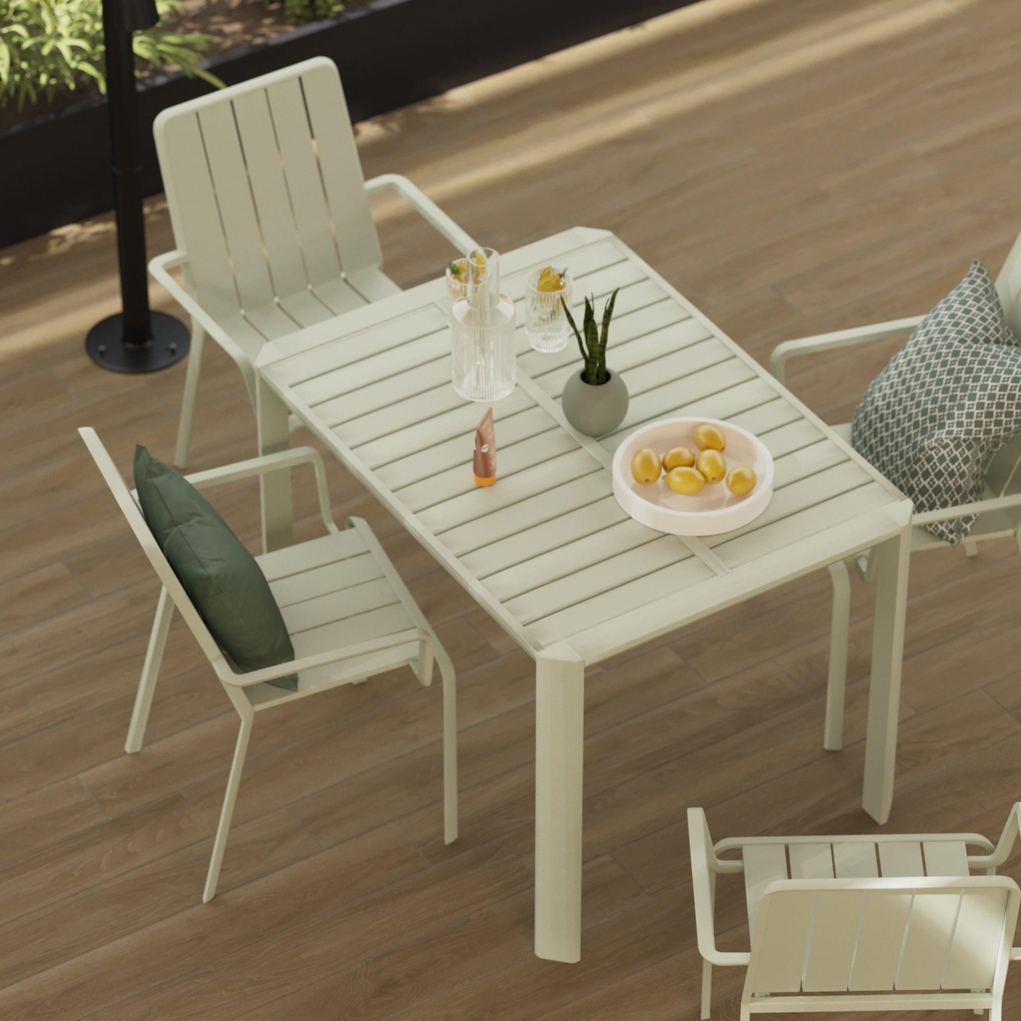 Lot table extensible et 4 chaises NATERIAL Idaho en aluminium vert ...