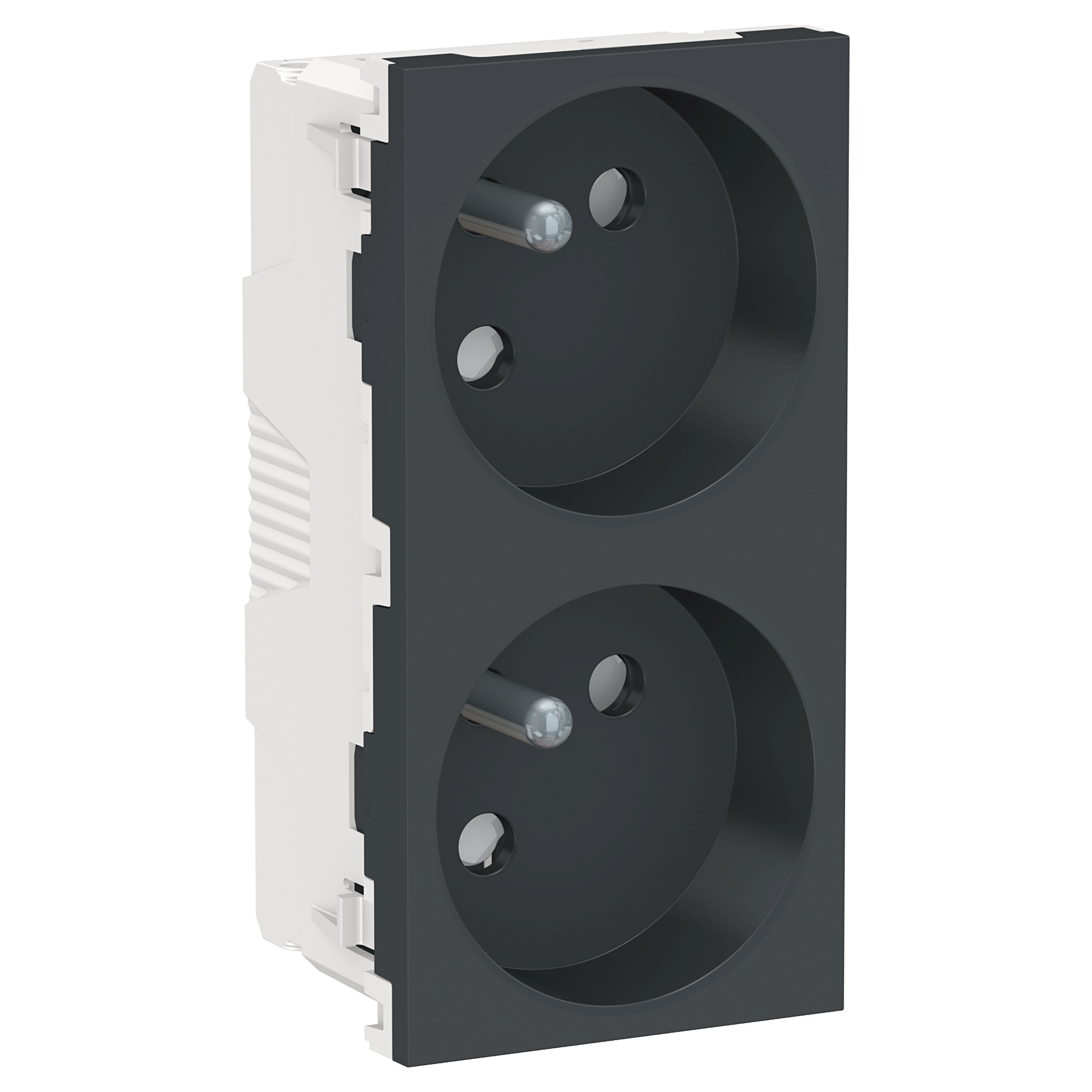 Double prise avec terre 45° Unica Pro , SCHNEIDER ELECTRIC , anthracite ...