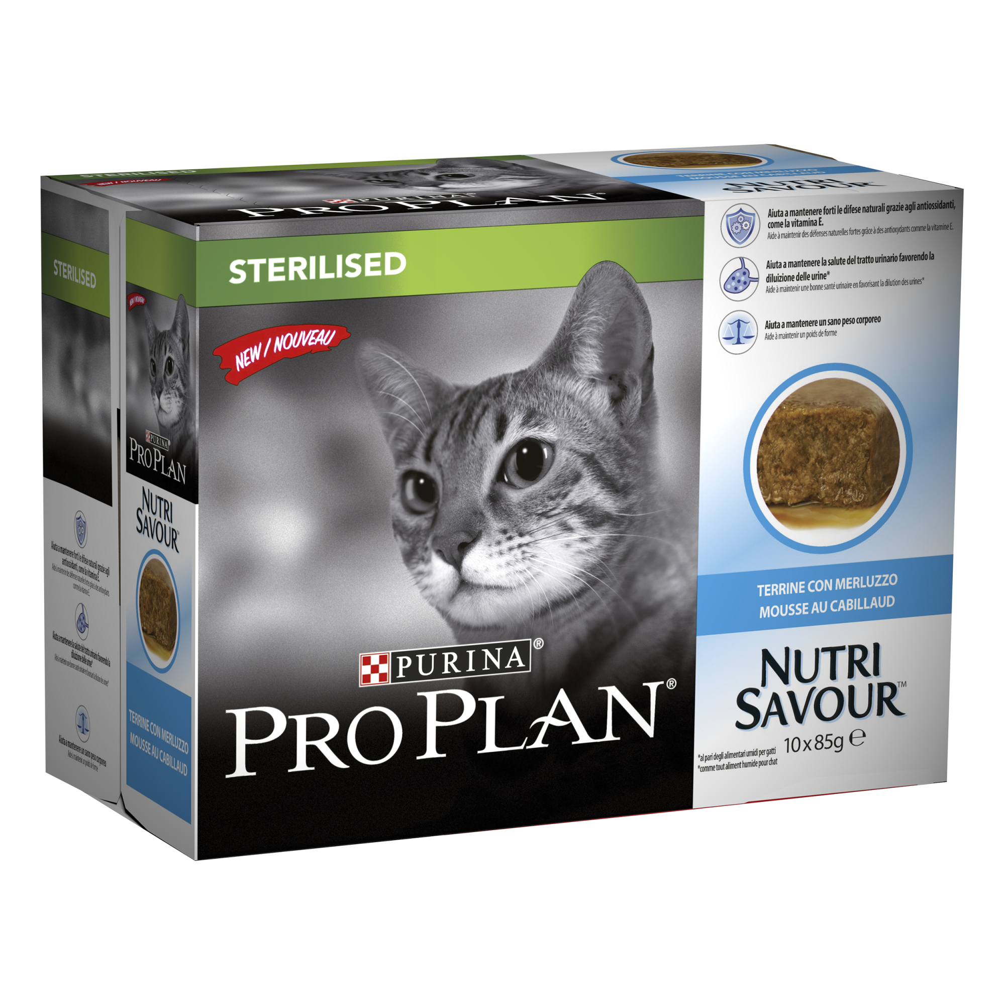 PÂTE POUR CHAT 85Gx10 MOUSSE STERIL CABILLAUD | Leroy Merlin