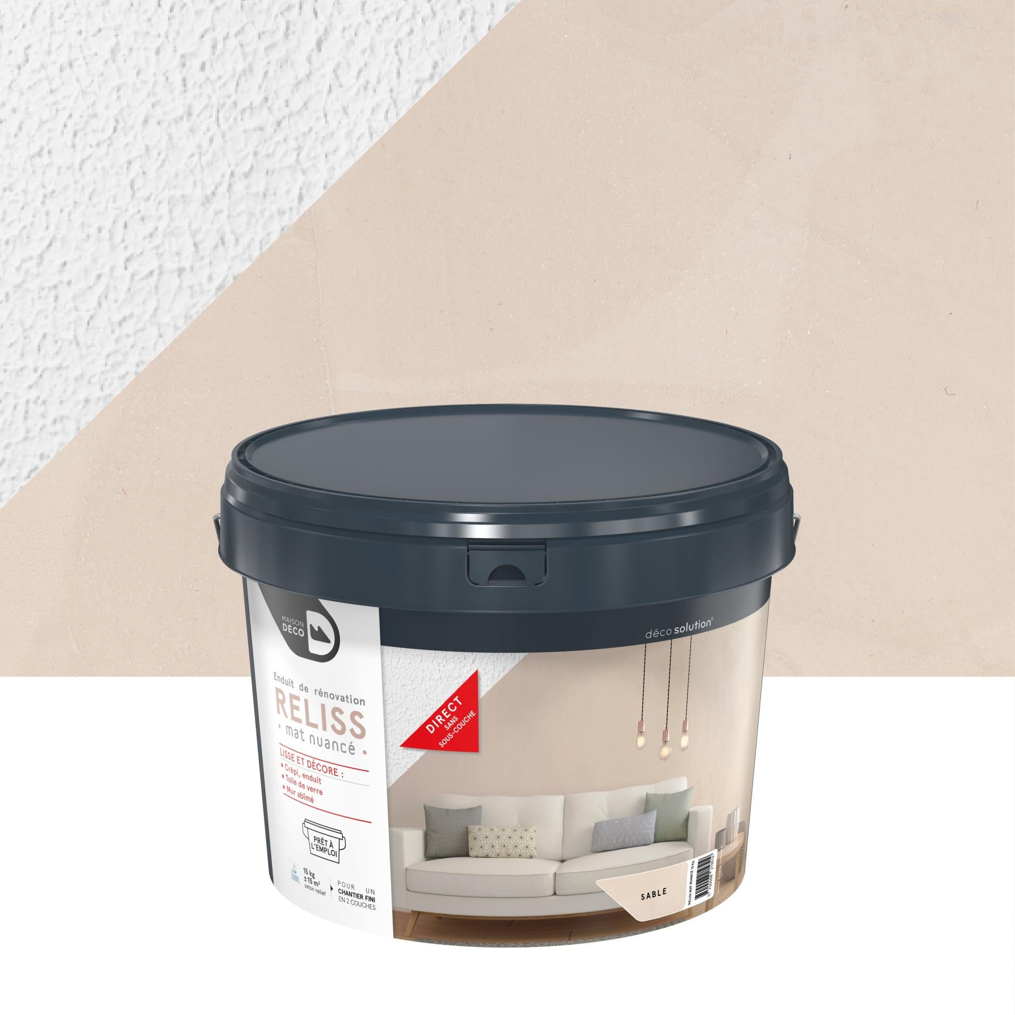 Enduit Reliss mat nuancé MAISON DECO, sable, 15 kg | Leroy Merlin