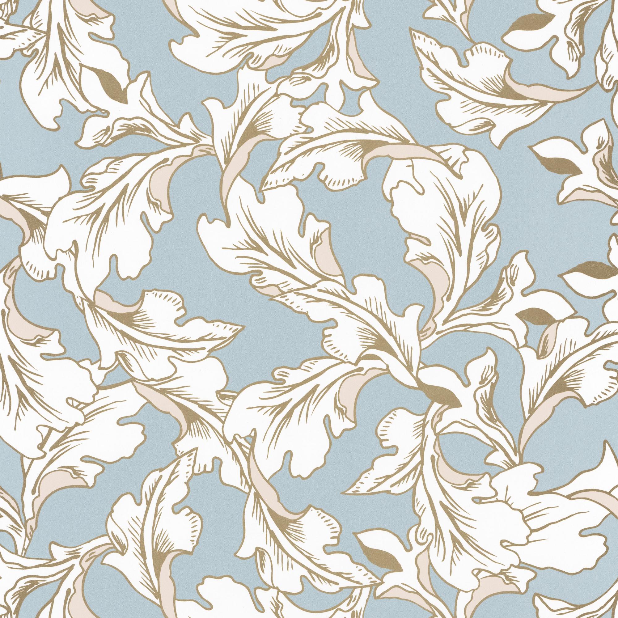 Papier peint intissé Dream garden émotion bleu fumé | Leroy Merlin