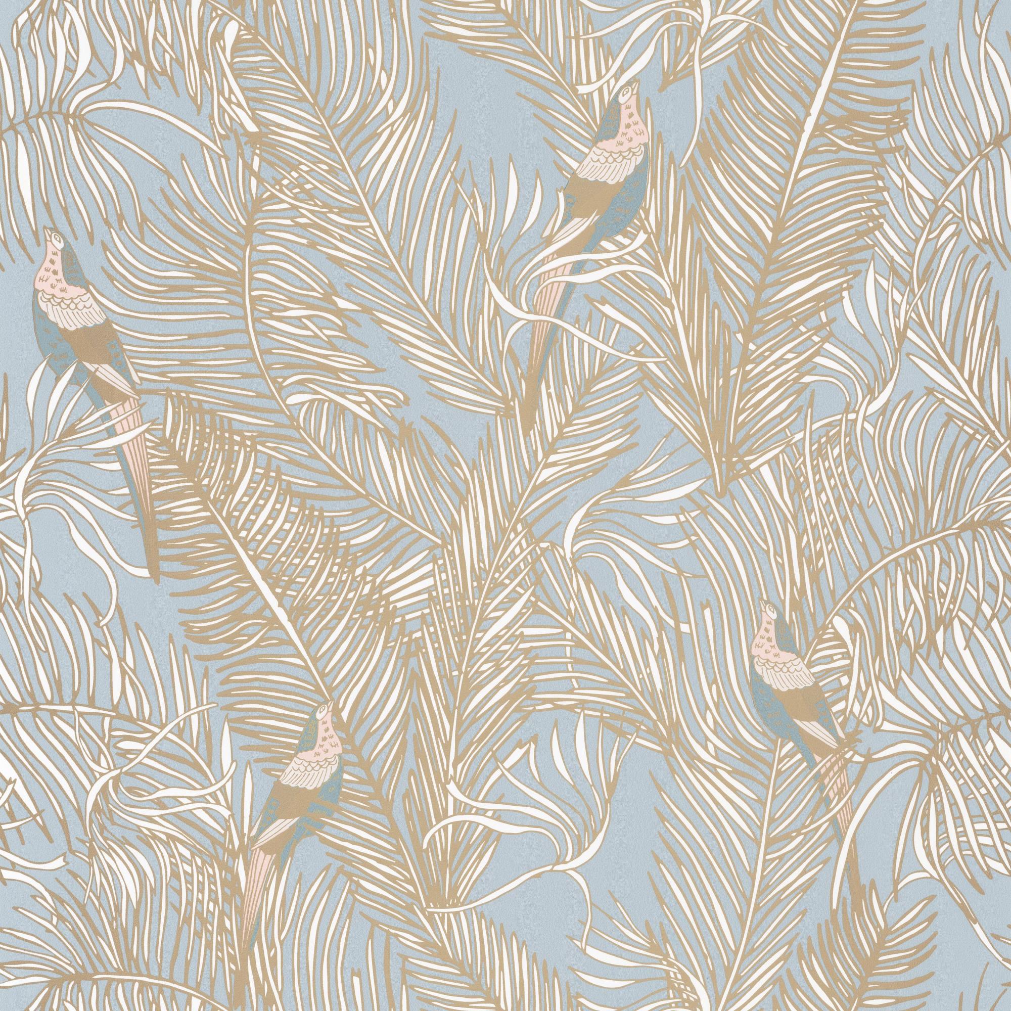 Papier peint intissé Dream garden enchantment bleu fumé | Leroy Merlin