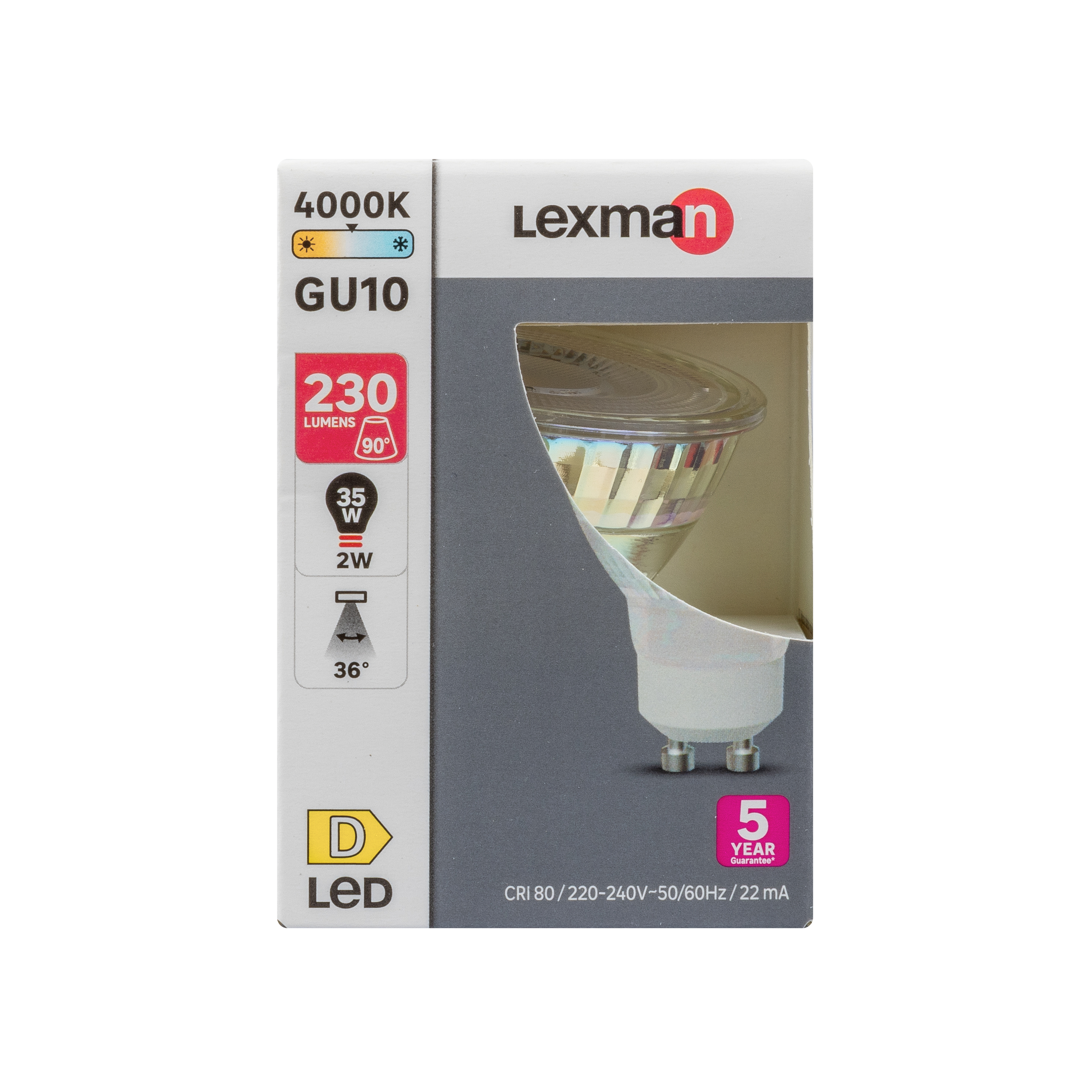 Ampoule Led Réflecteur Gu10 36° 230lm 35w Blanc Neutre Lexman