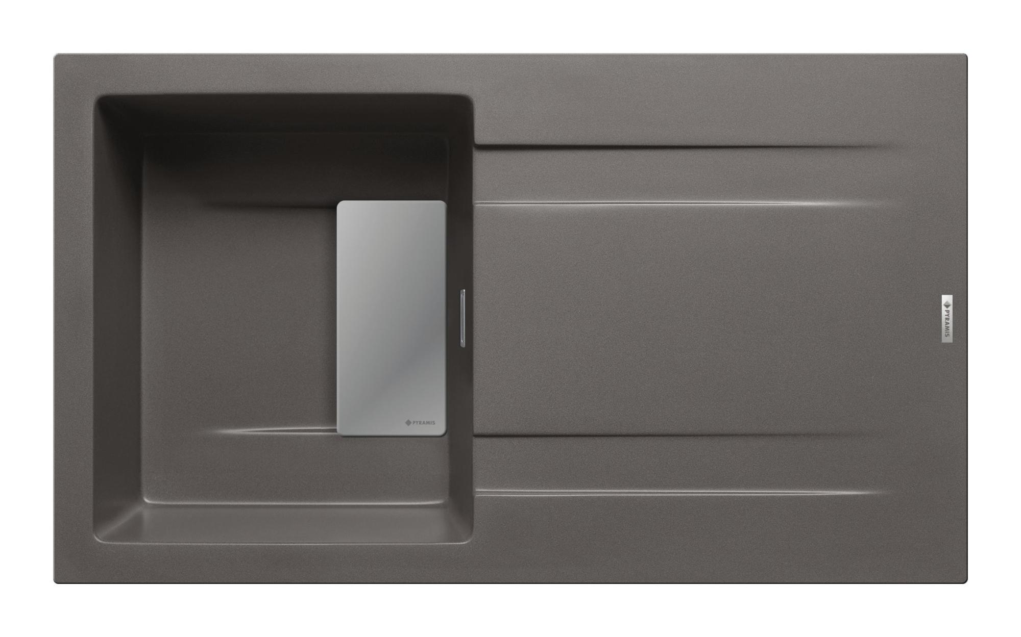Evier à encastrer 1 bac avec égouttoir, granit et résine KARTHESIO Gris ... Evier à encastrer 1 bac avec égouttoir, granit et résine KARTHESIO Gris ...