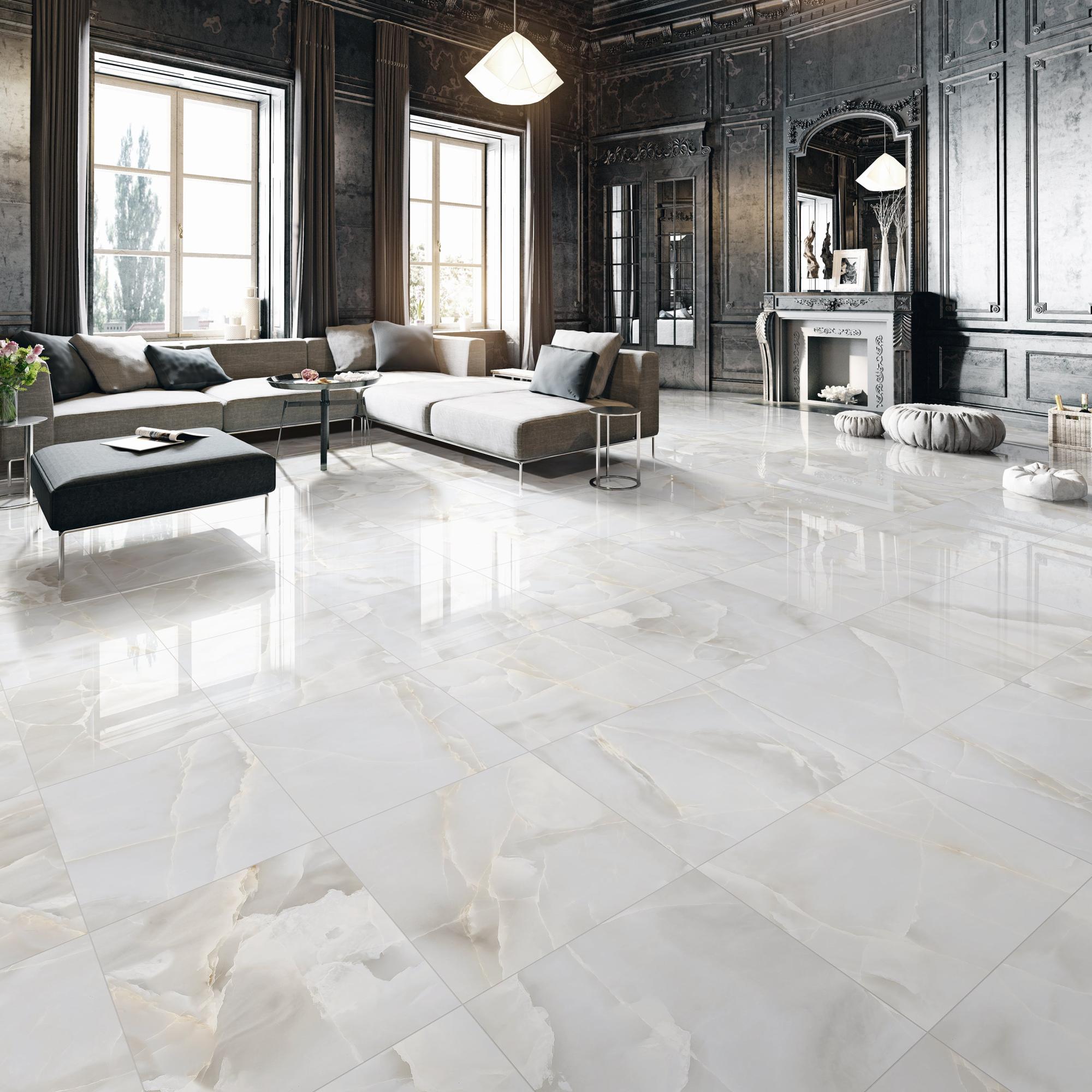 Carrelage sol/mur intérieur effet marbre blanc Akoya l.60 x L.60 cm ...