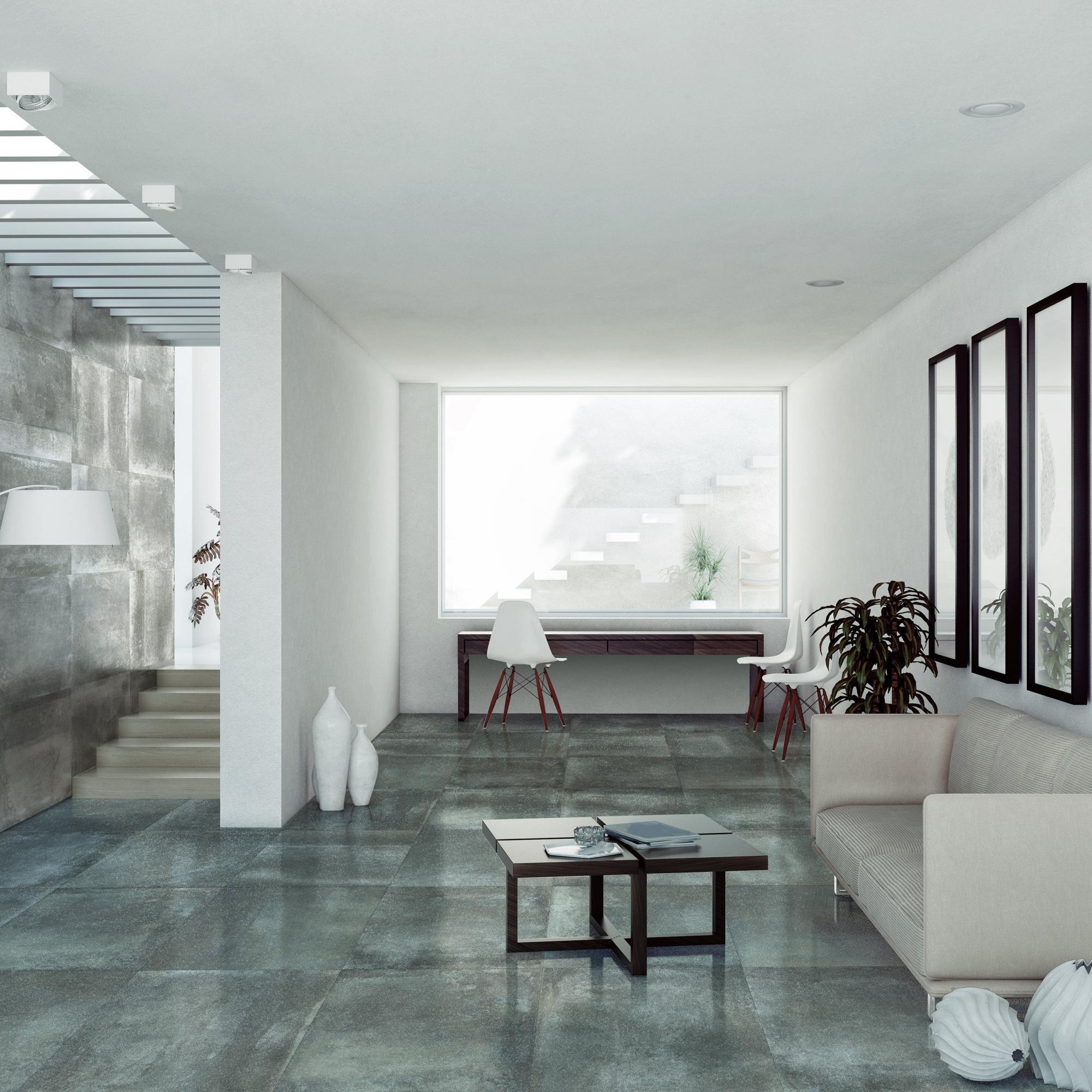 Carrelage sol / mur effet métal bleu Céleste l.60 x L.60 cm GAMBINI ...