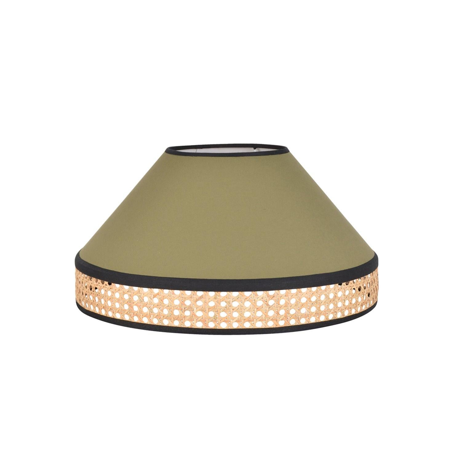 Abat-jour Elliot H.21 cm, Diam.40 cm coton, coton kaki/cannage COREP ...