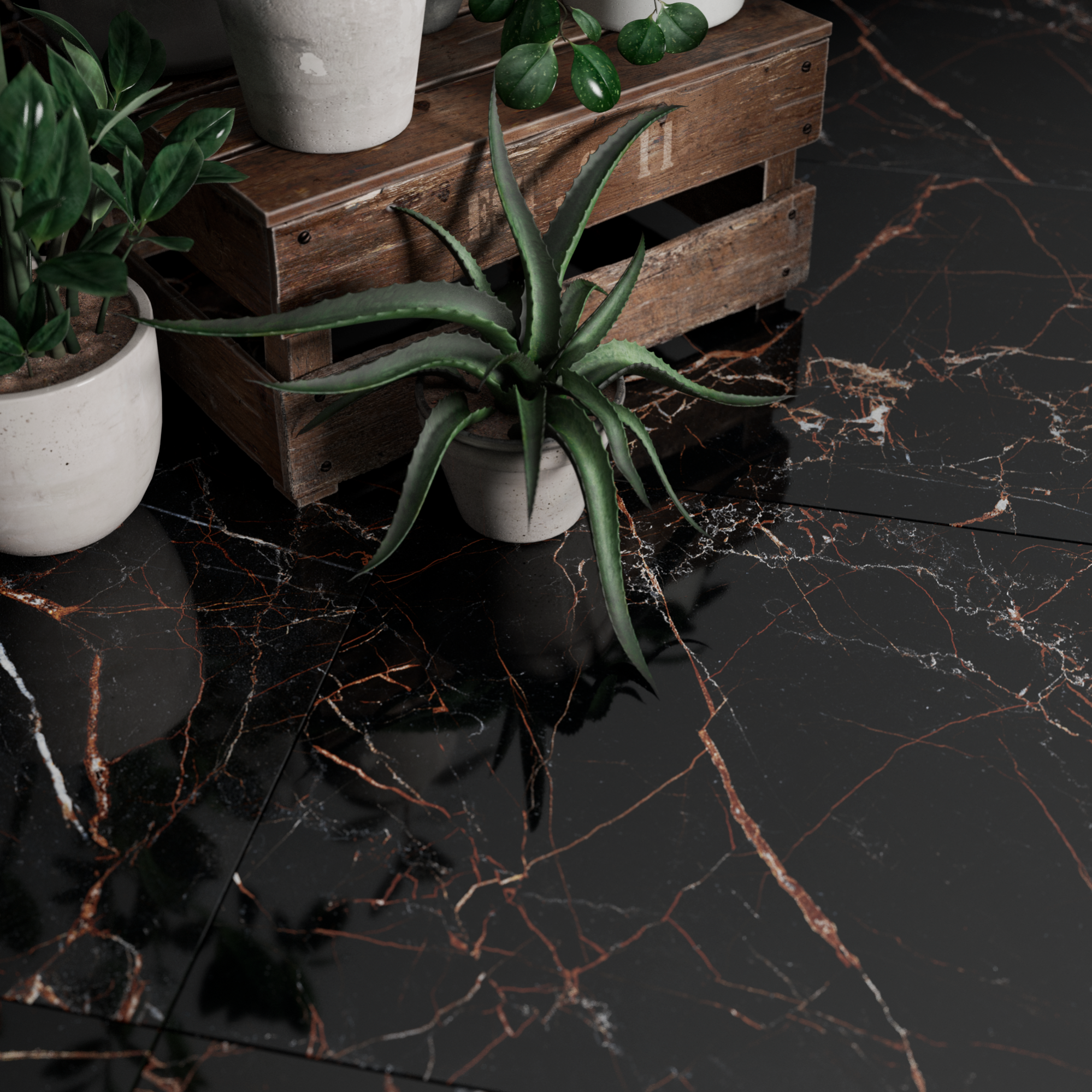 Carrelage sol/mur intérieur effet marbre noir Blush l.60 x L.120 cm ...