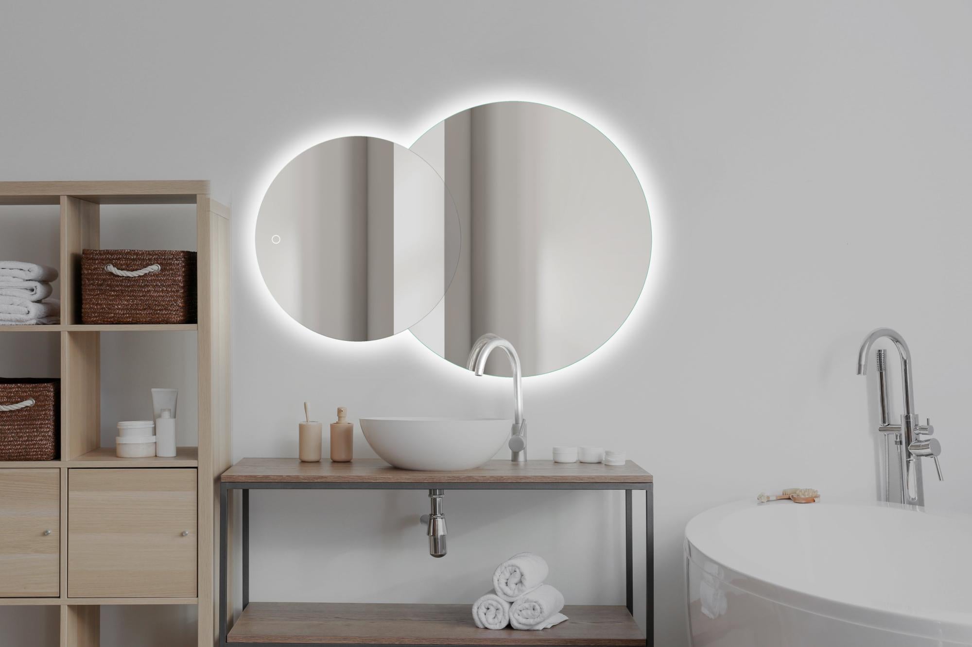 Miroir lumineux asymétrique gris l.100 x H.75 cm Iris Tactile ...