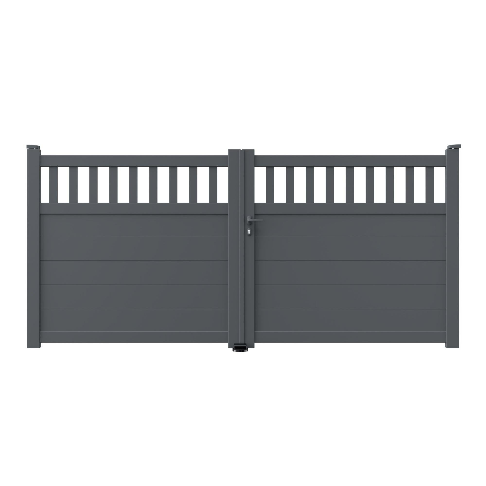 Portail battant aluminium Anemos gris, L.350 x H.160 cm | Leroy Merlin