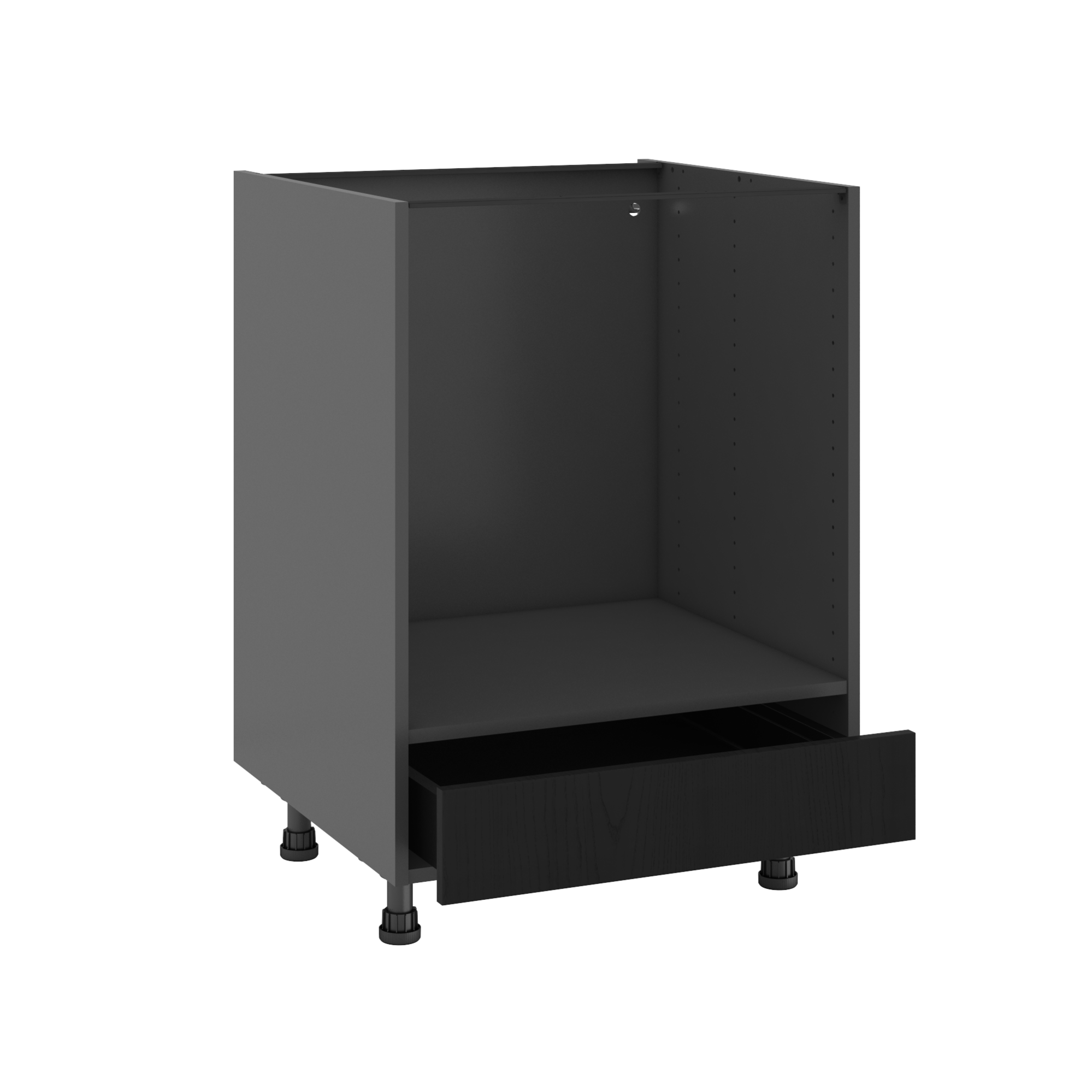Meuble bas spécial four de cuisine chicago noir four H77 x l60 | Leroy ...