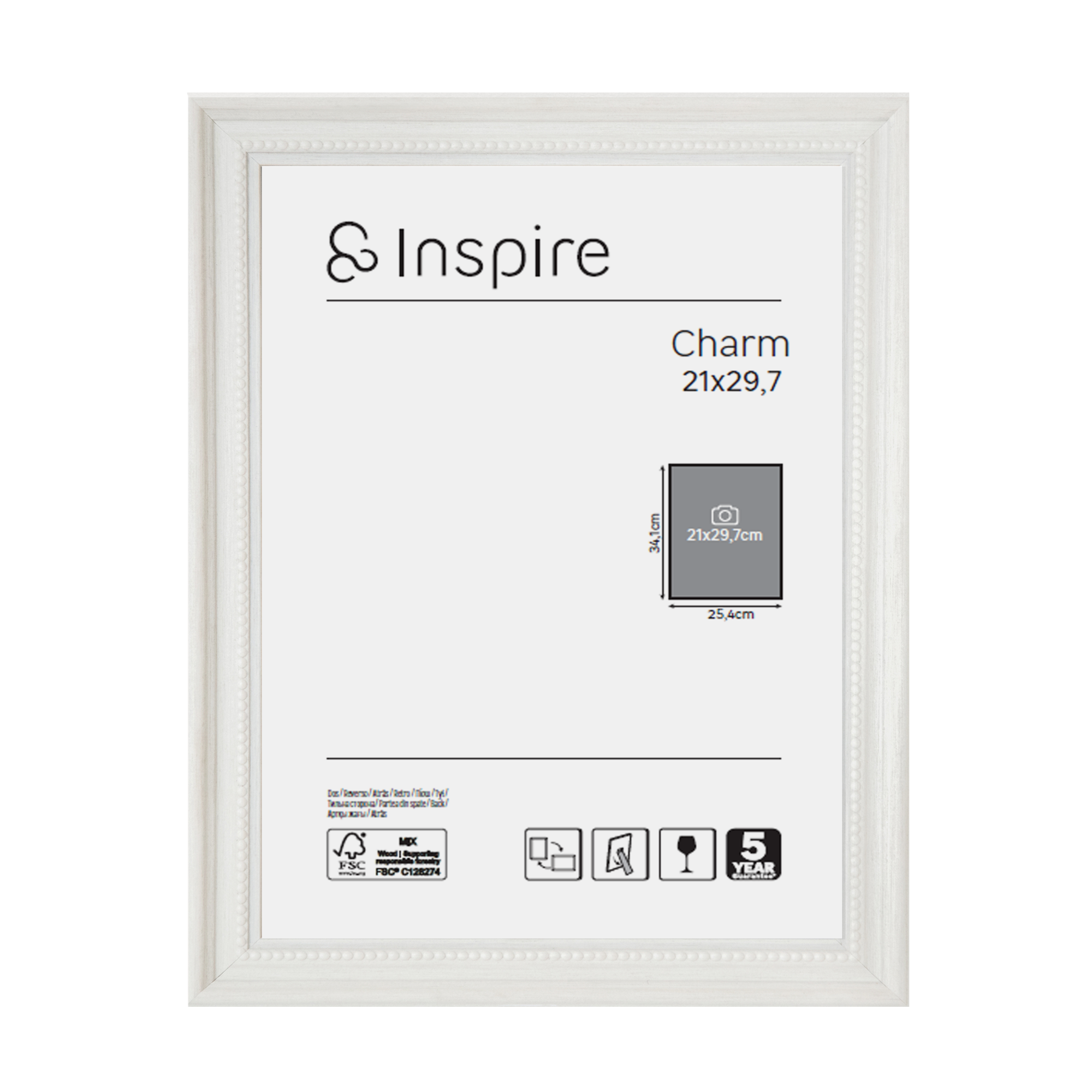 Cadre Charm, H.29.7 x l.21 cm blanc, INSPIRE | Leroy Merlin
