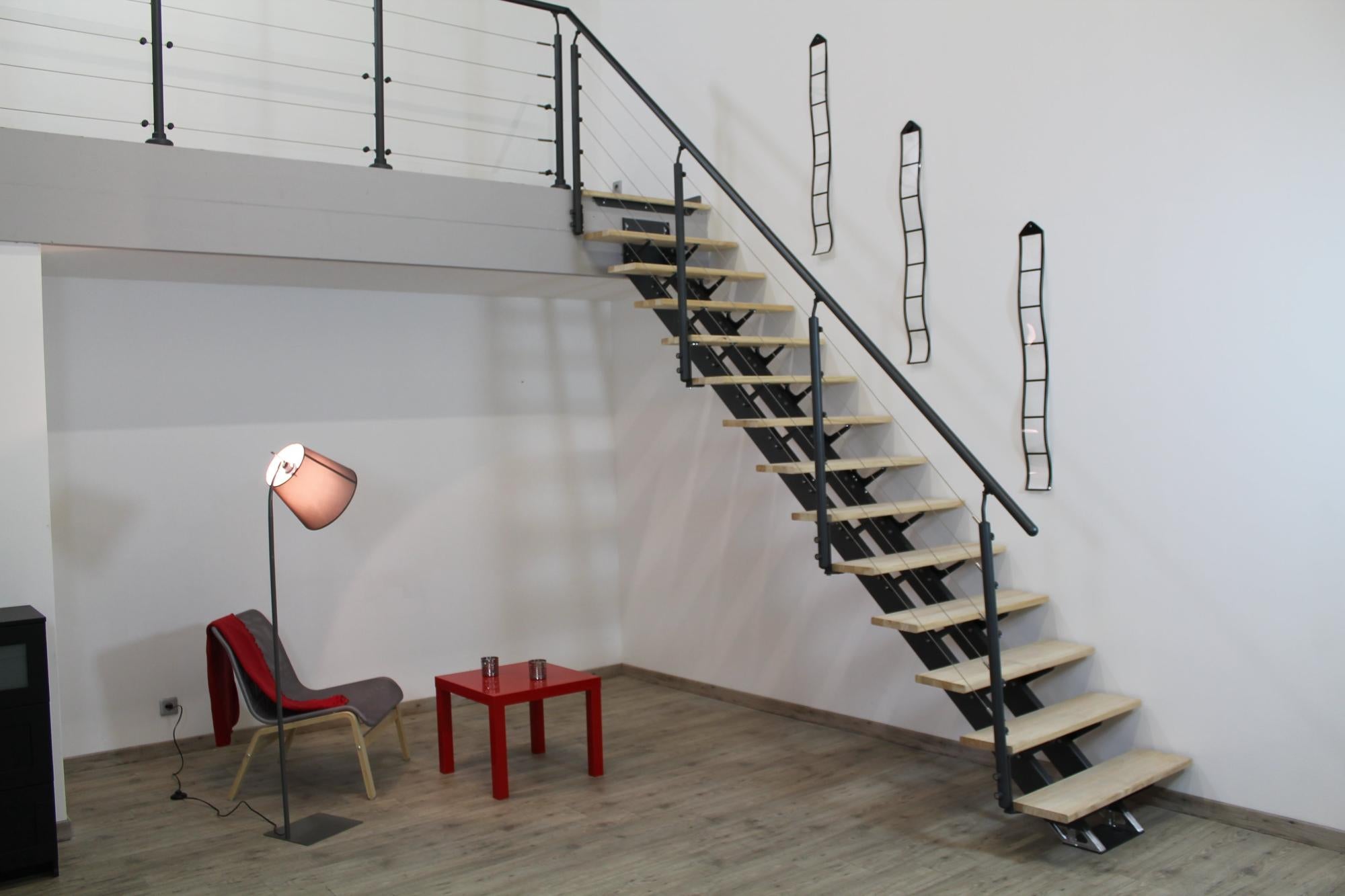 Garde corps câble gris Mona Escapi avec main courante en aluminium gris ...