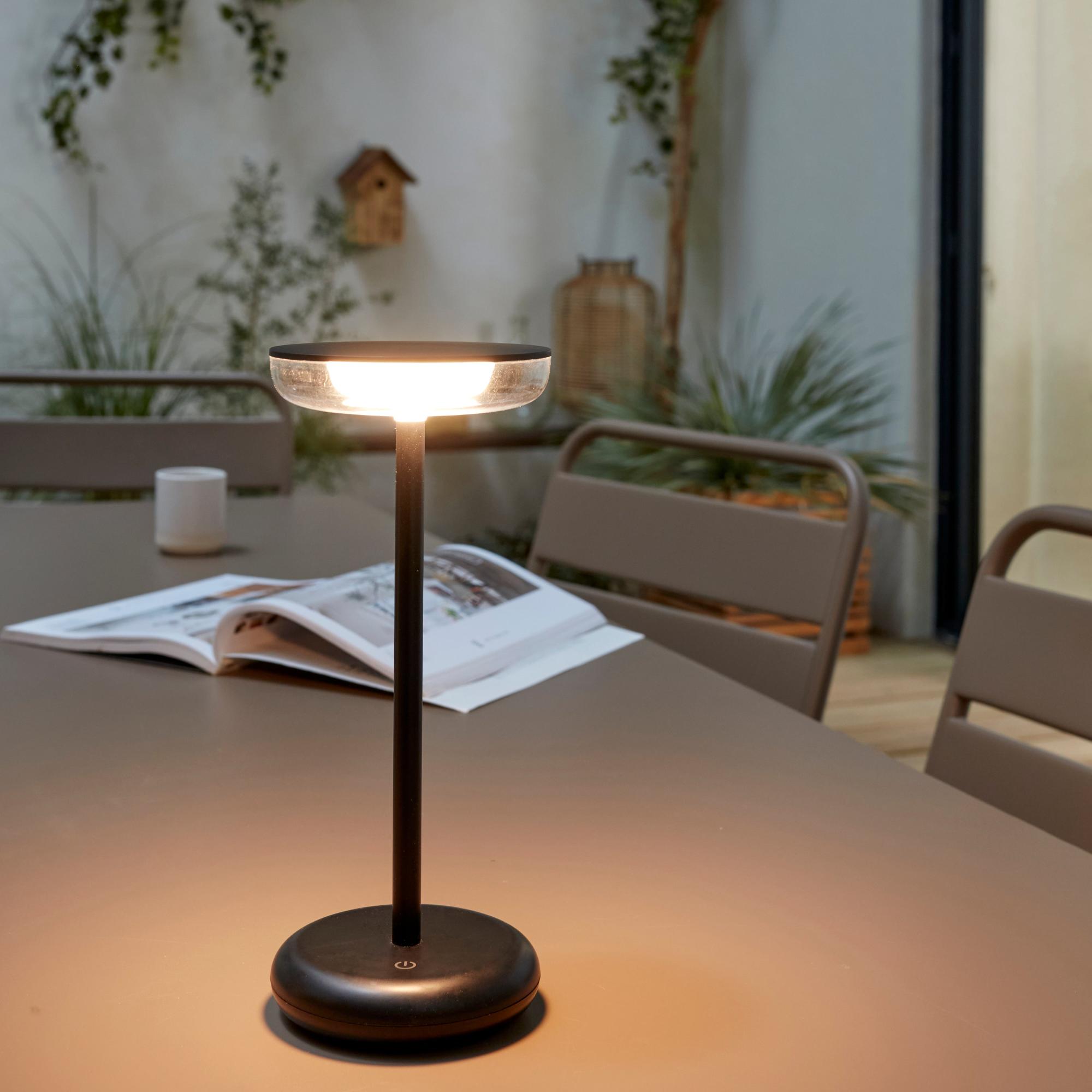 Lampe de table Led rechargeable 160 Lm intensité variable noir Natalia ...