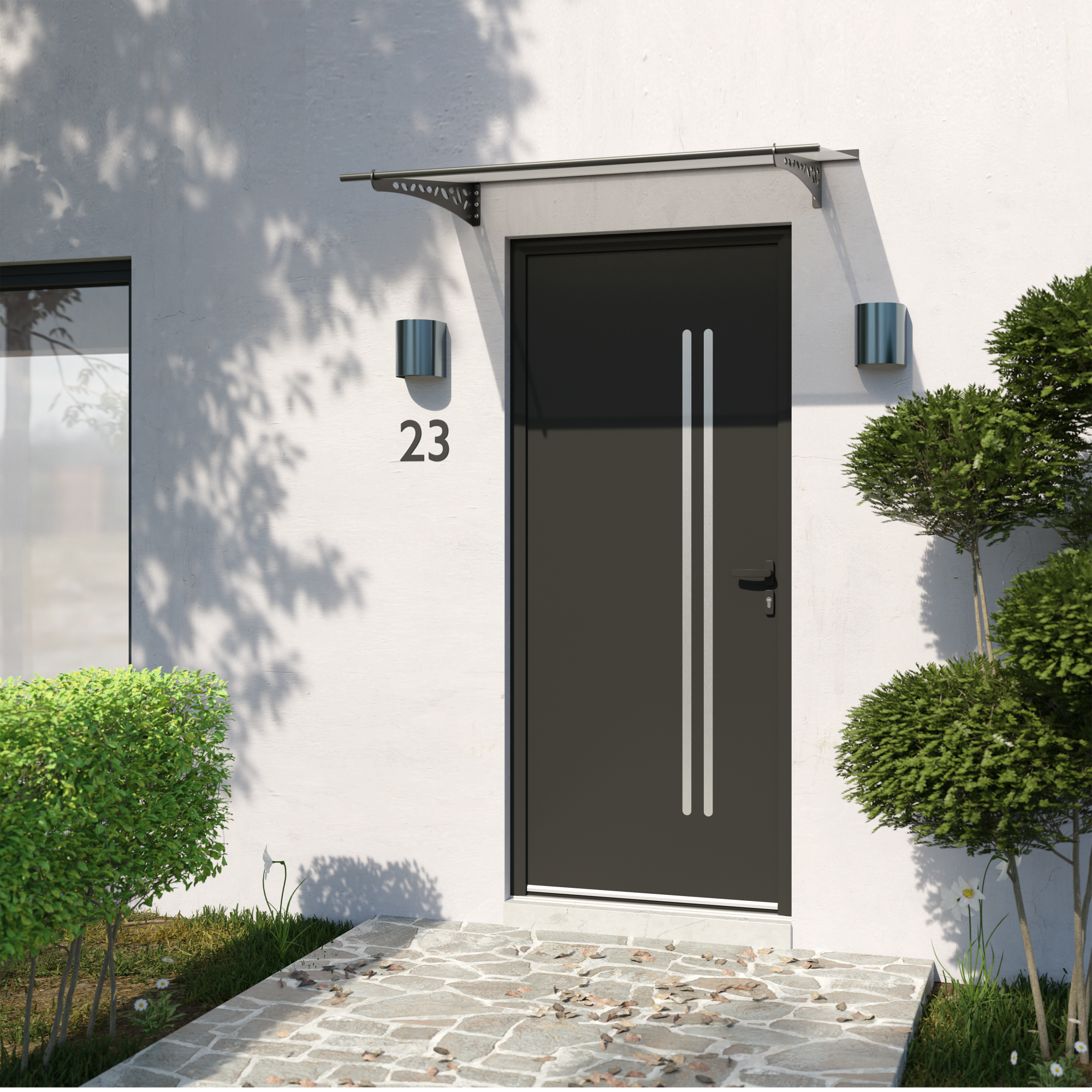 Porte d'entrée Acier Tilia Essentiel H.215xl.90 gris, poussant gauche ...