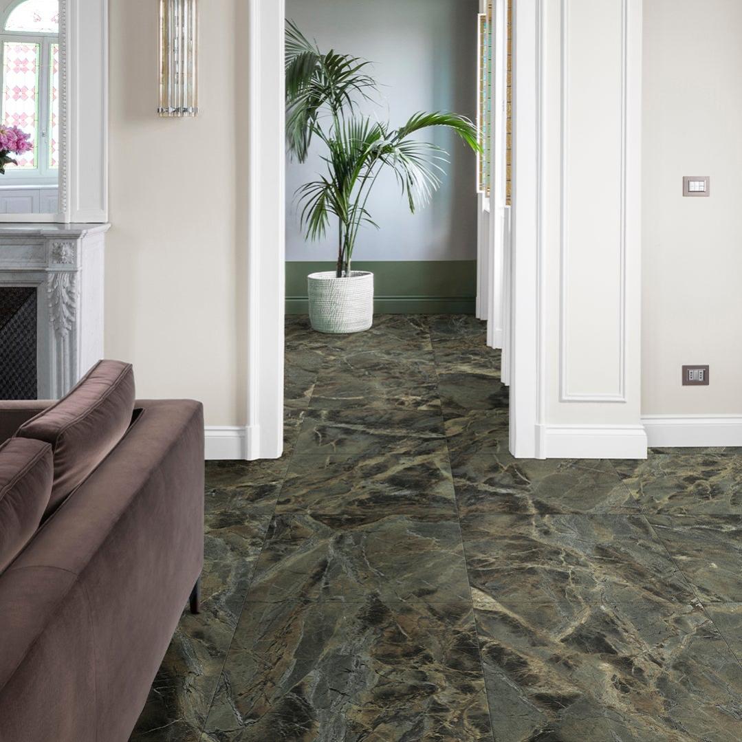 Carrelage sol intérieur effet marbre vert Ardone l.60 x L.60 cm | Leroy ...