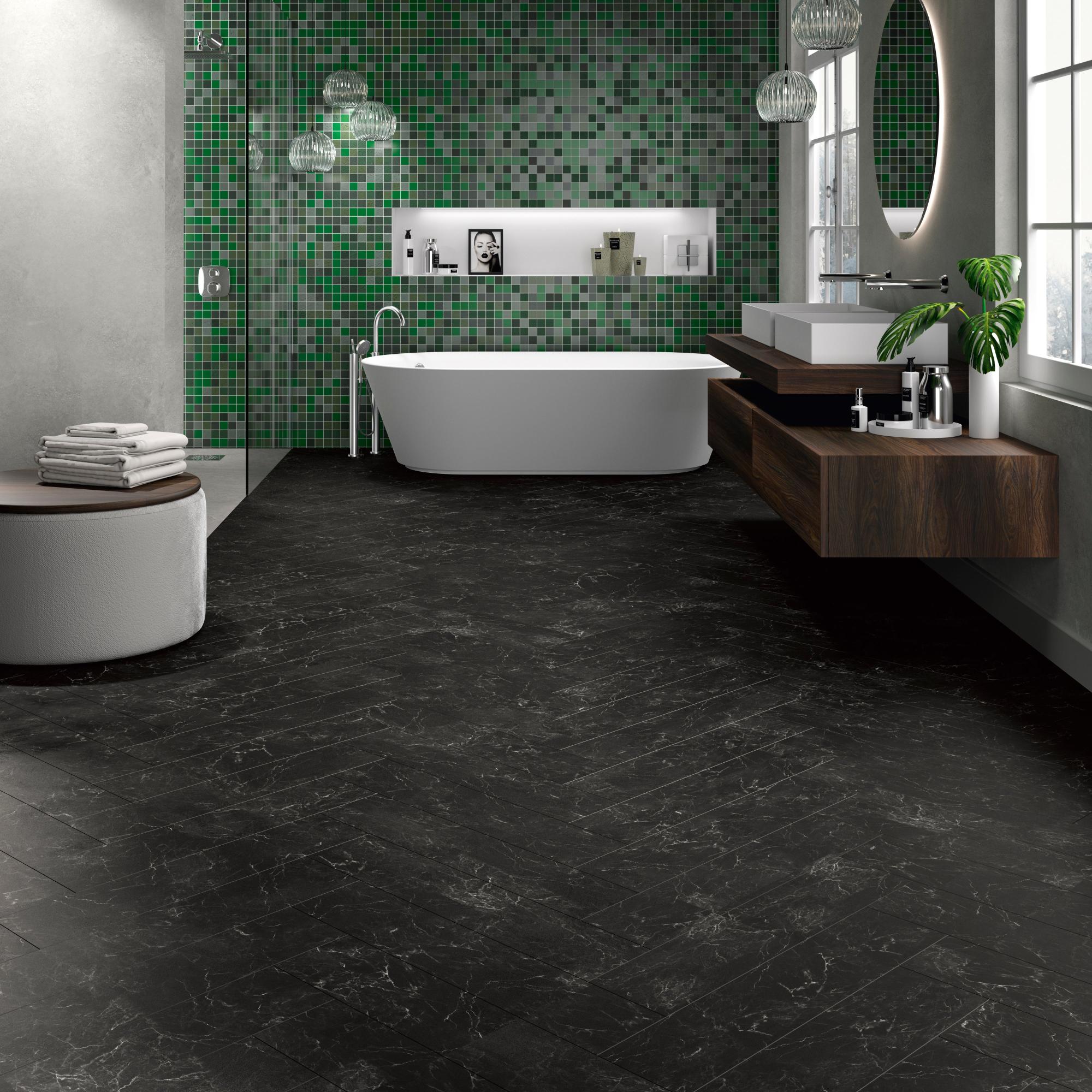 Sol stratifié intenso CREATIV LINE marmo noir résistant à l'eau, Ep.10 ...