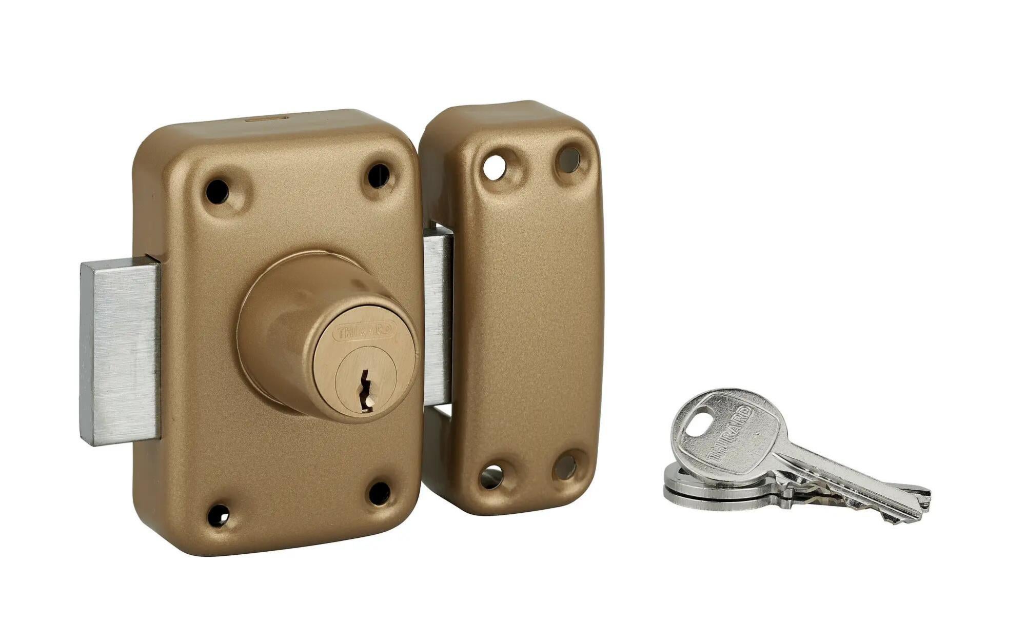 Verrou double cylindre, 60 mm, THIRARD Apache, doré | Leroy Merlin