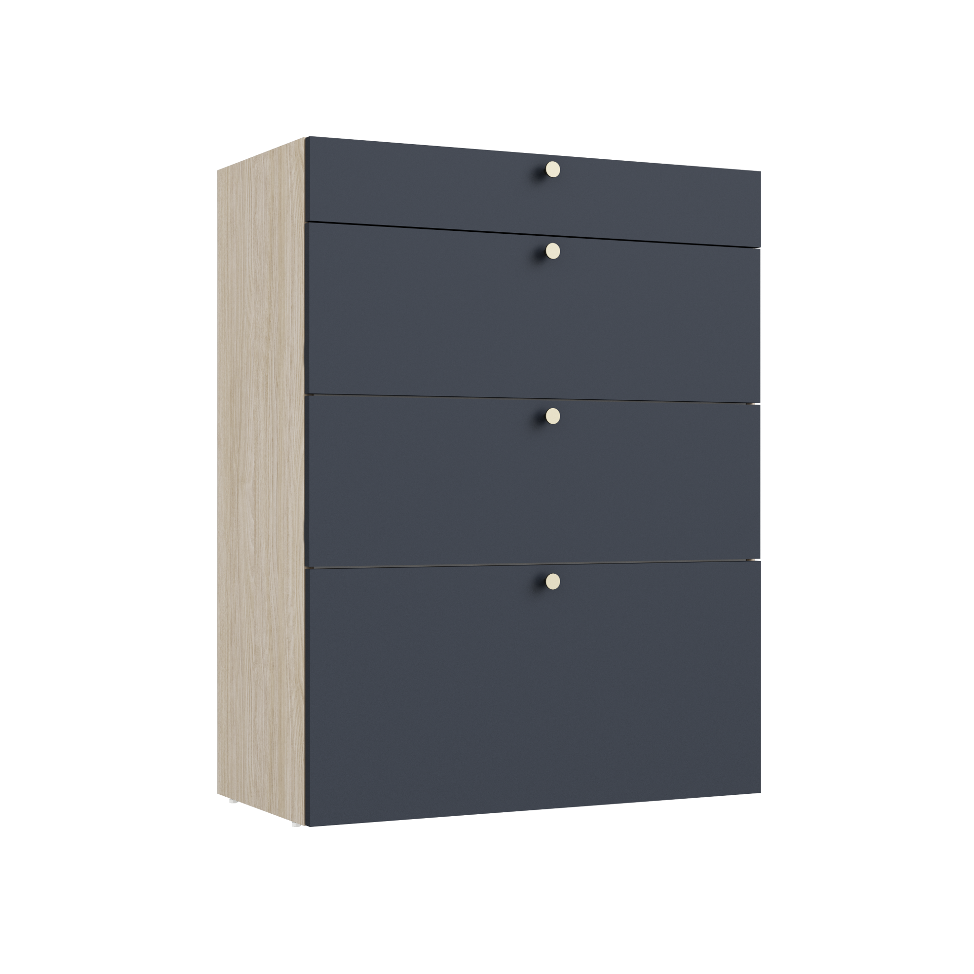 Commode SPACEO Evo'M, façade bleu / caisson chêne H.102.4 x l.80 x P.38 ...