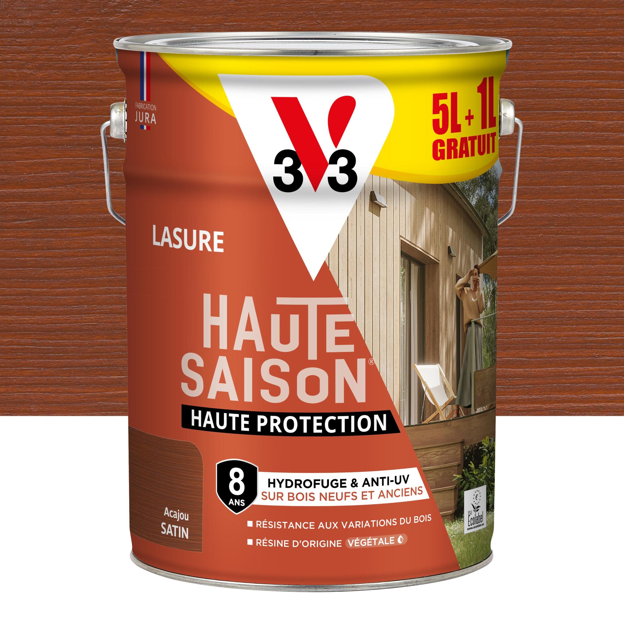 Lasure V33 Haute saison 8 ans acajou satiné 5L+20% gratuit | Leroy Merlin