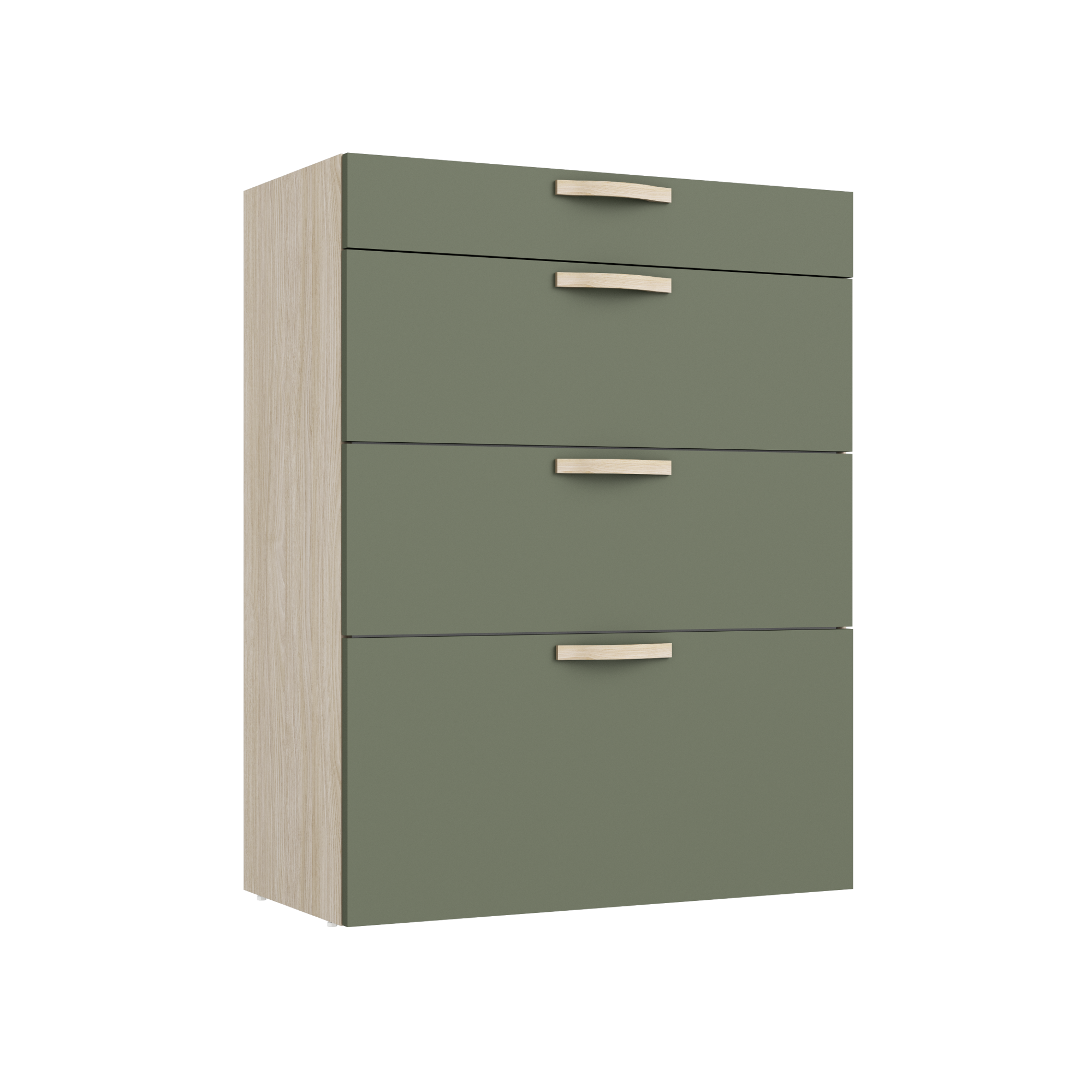 Commode SPACEO Evo'M, façade vert / caisson chêne H.102.4 x l.80 x P.38 ...