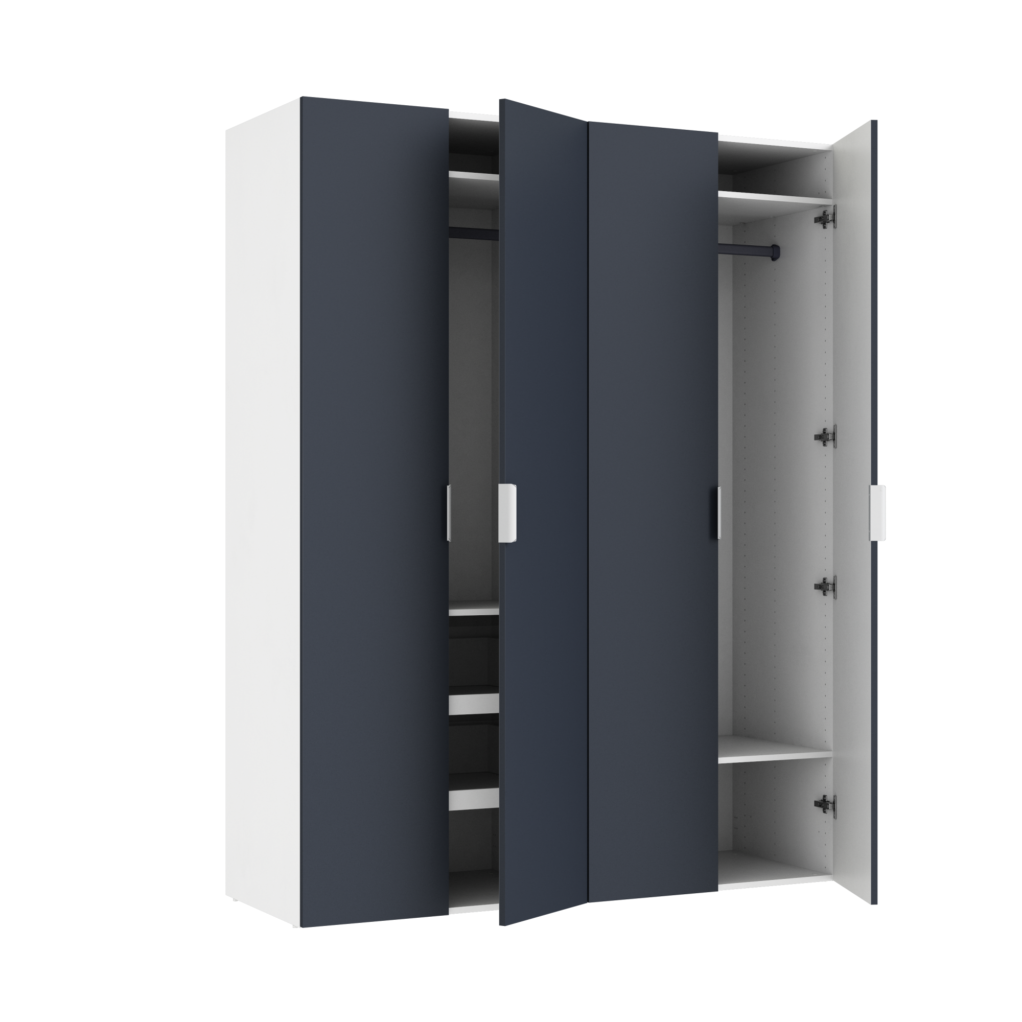 Dressing SPACEO Evo'M, façade bleu / caisson blanc H.204.8 x l.160 x P ...