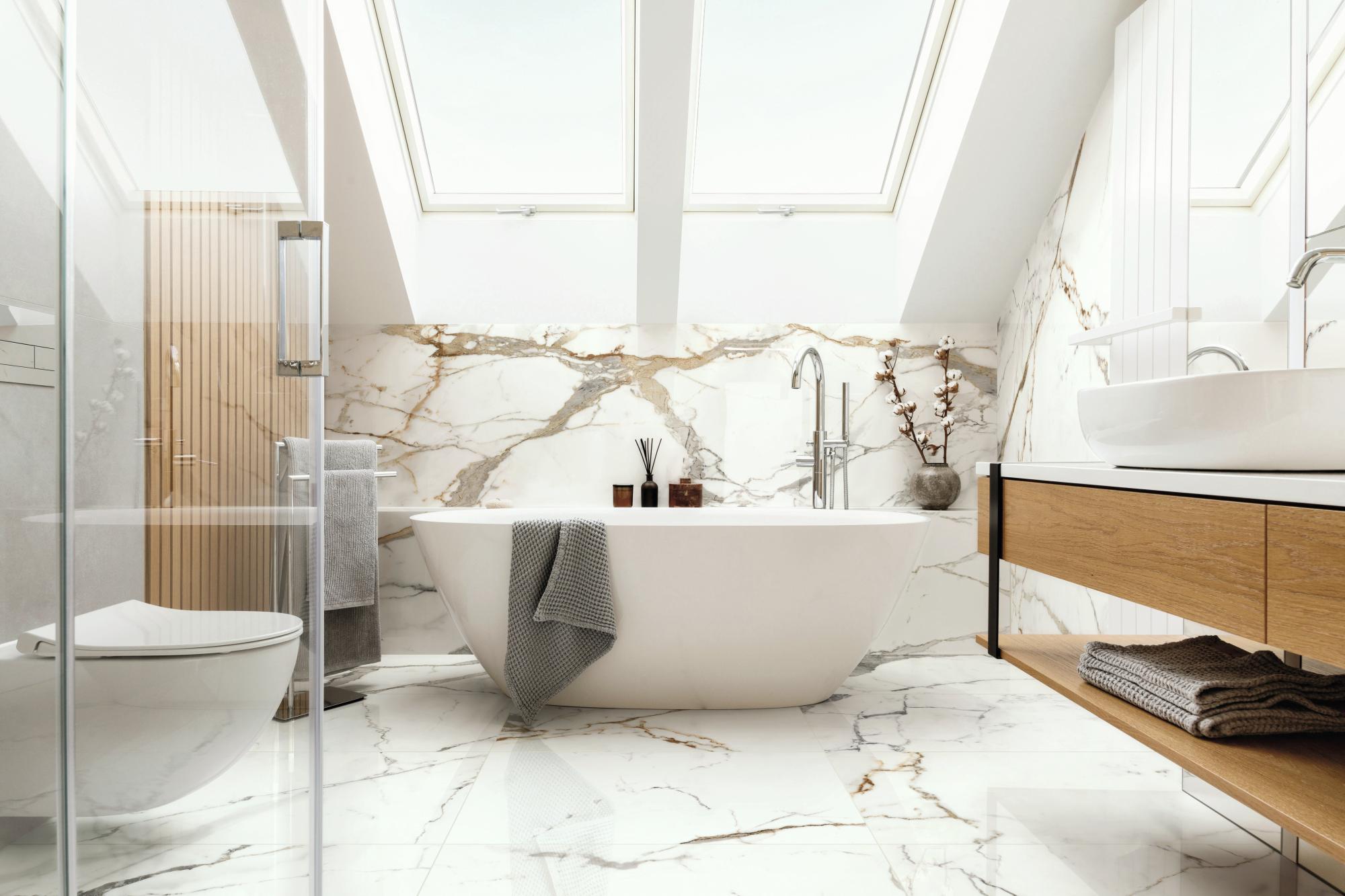 Carrelage sol effet marbre doré Venise brillant l.120 x L.280 cm ...