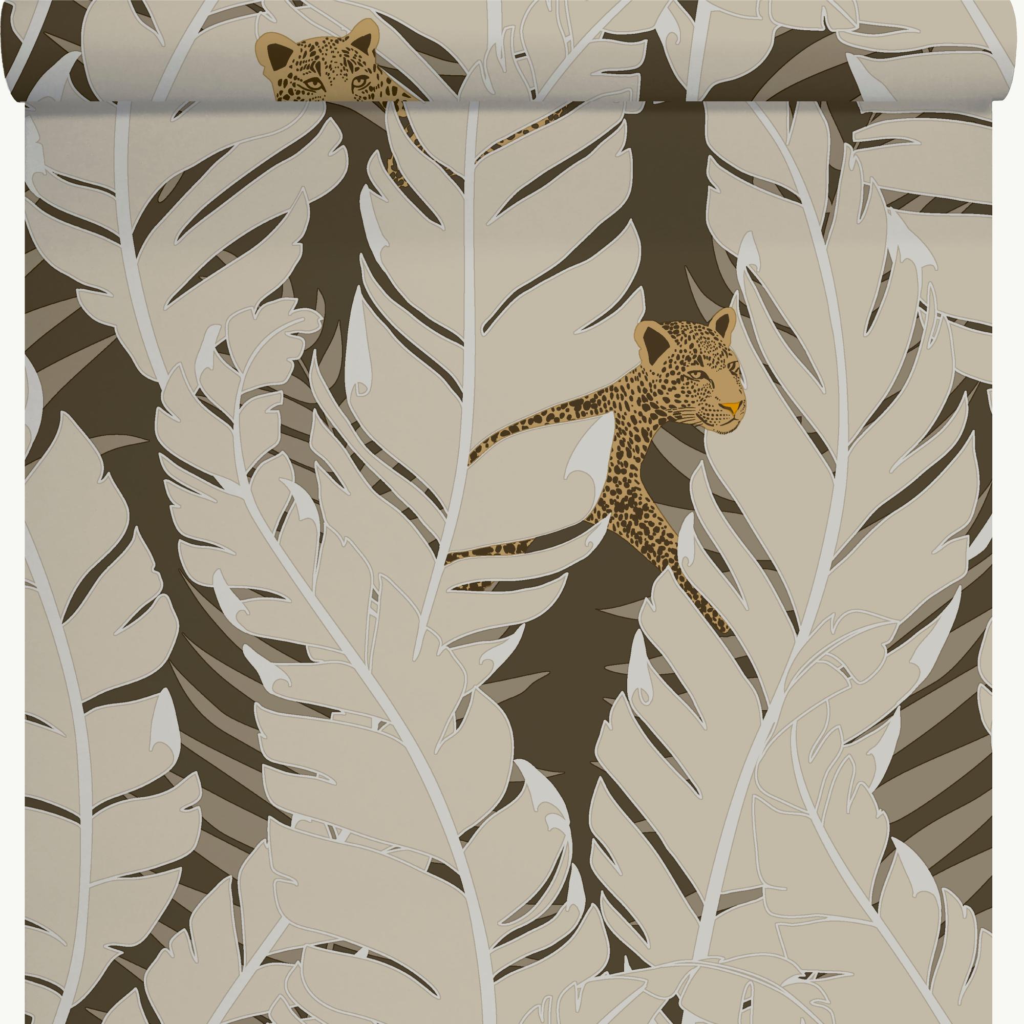 Papier peint intissé Jardin eden panthère beige | Leroy Merlin
