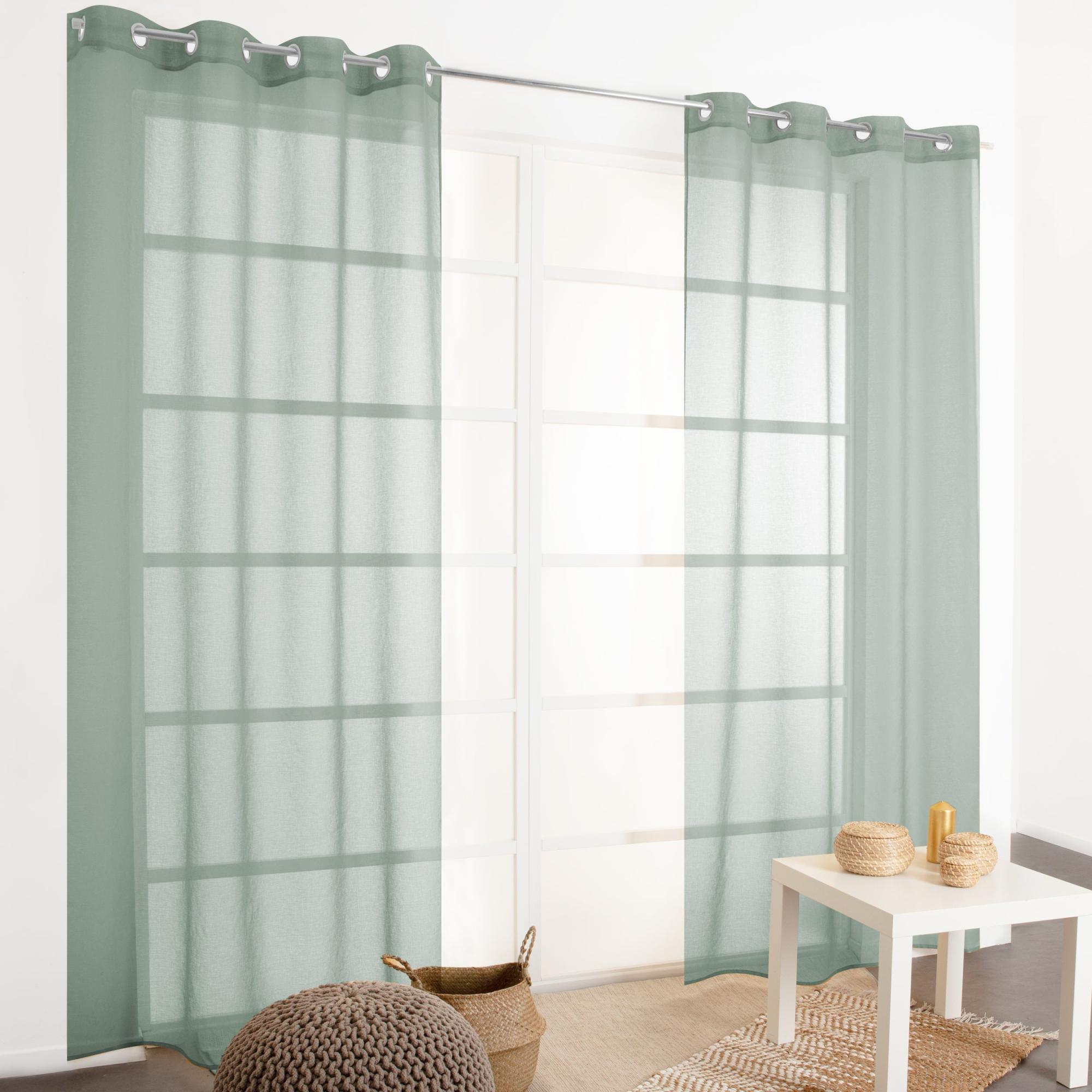 Voilage Lim tamisant, vert l.140 x H.240 cm | Leroy Merlin