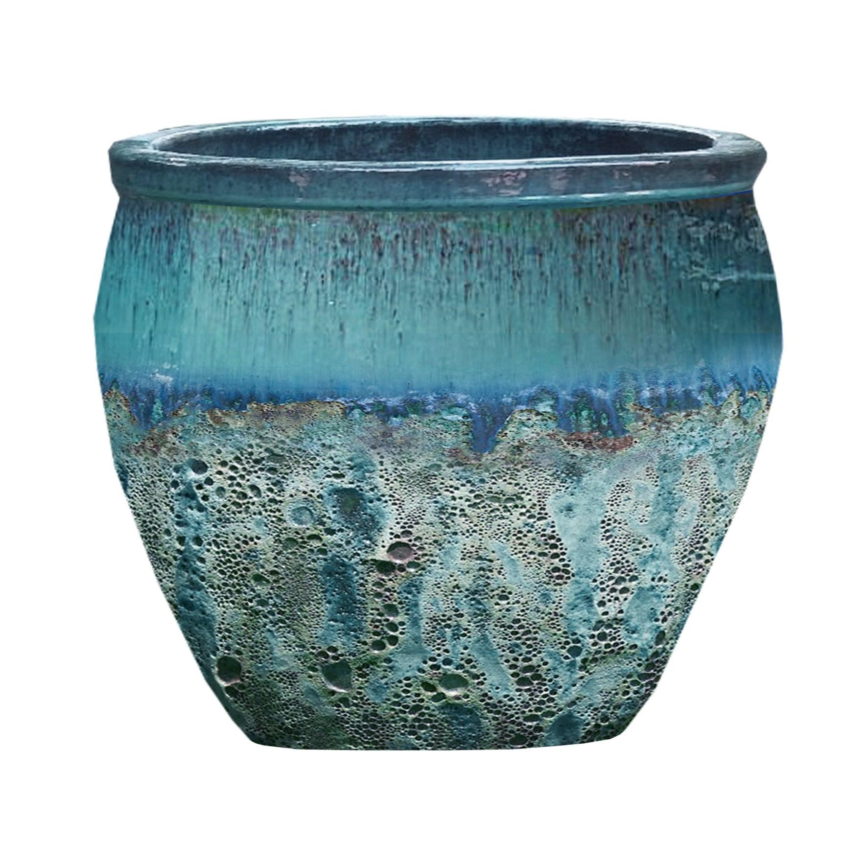 Pot cuvier Léon grès naturel, vert amande, Diam.21.0 x H.20 cm | Leroy ...