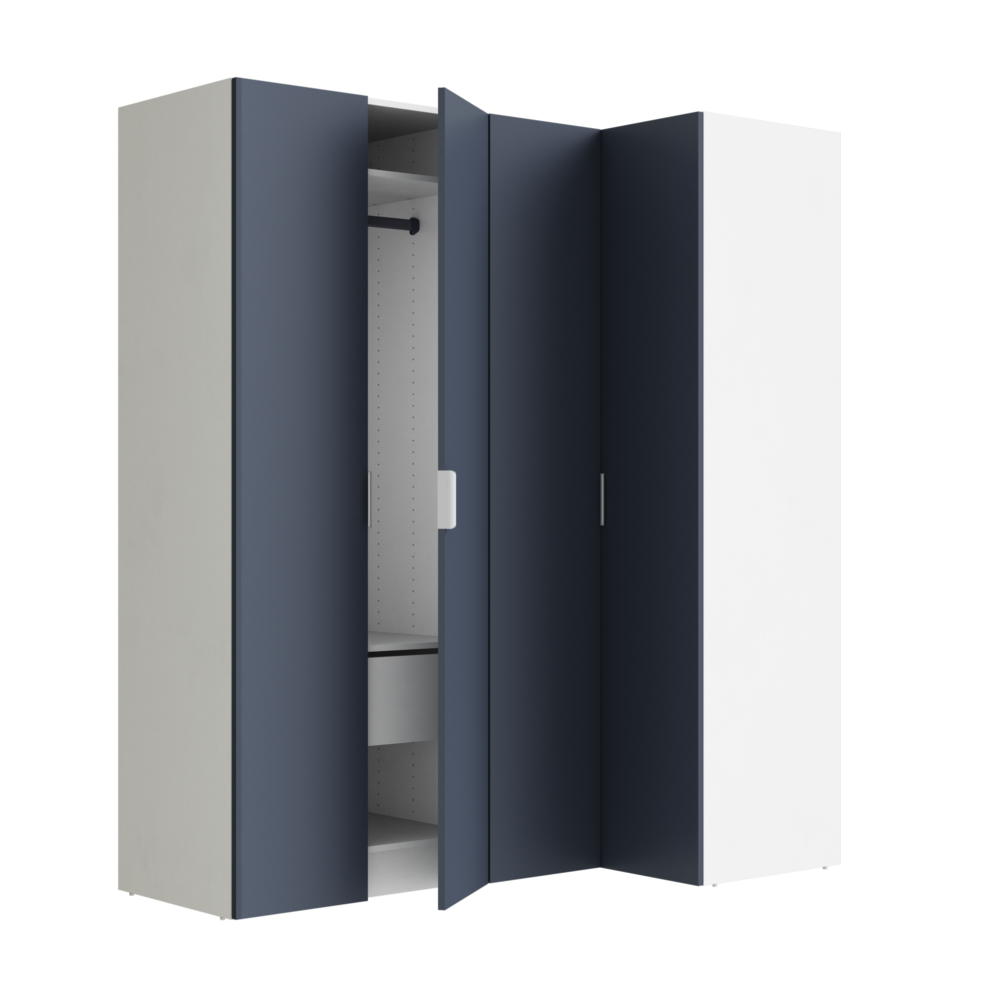 Dressing d'angle SPACEO Evo'M, bleu / blanc H.204.8 x l.200 x P.54 cm | Leroy Merlin