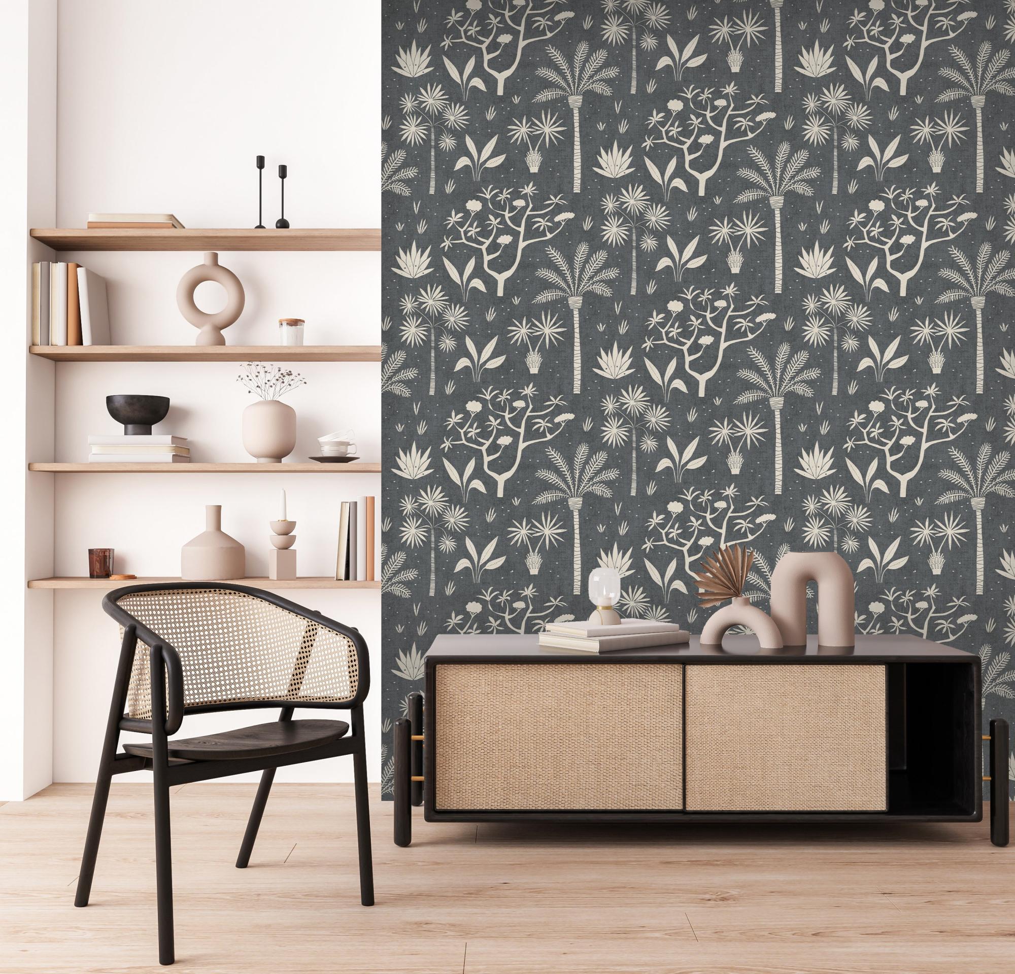 Papier peint intissé Mada jungle bleu | Leroy Merlin