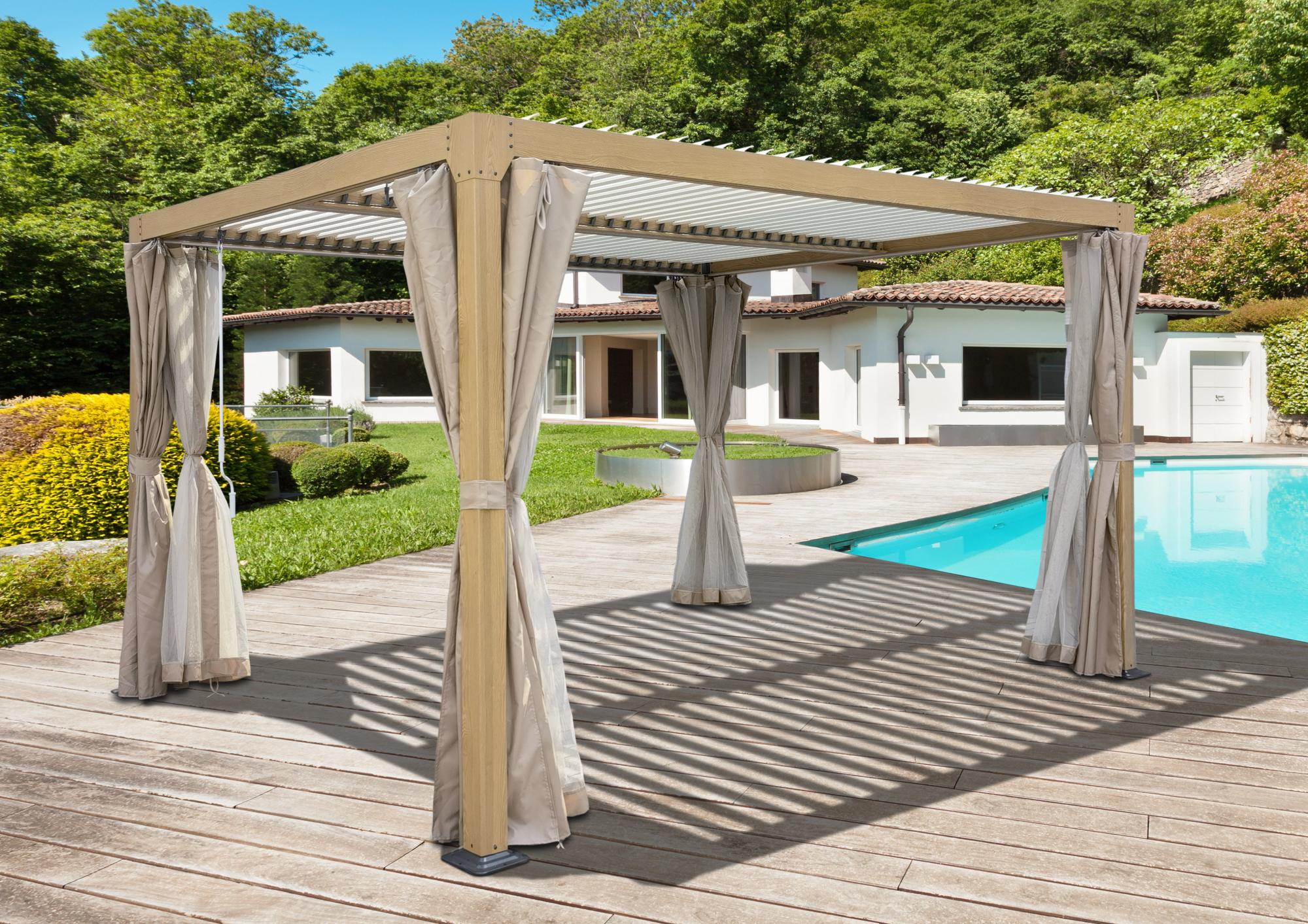Rideaux pour pergola Fusain 4x3m Taupe TERRIA | Leroy Merlin