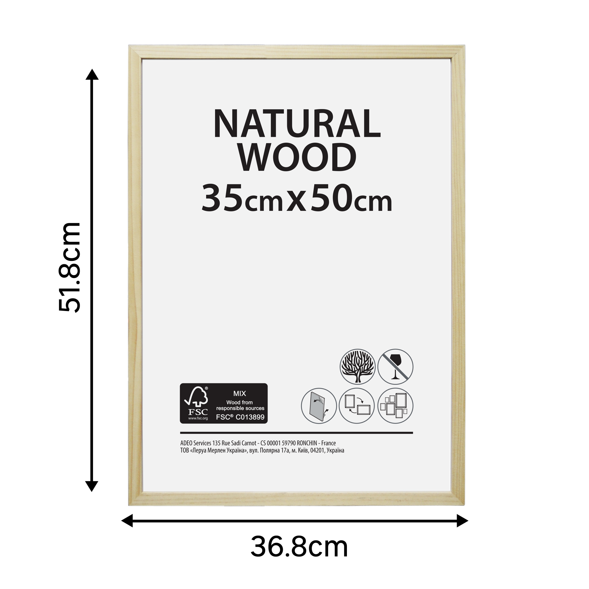 Cornice Natural wood naturale lucido per foto da 35x50 cm | Leroy Merlin
