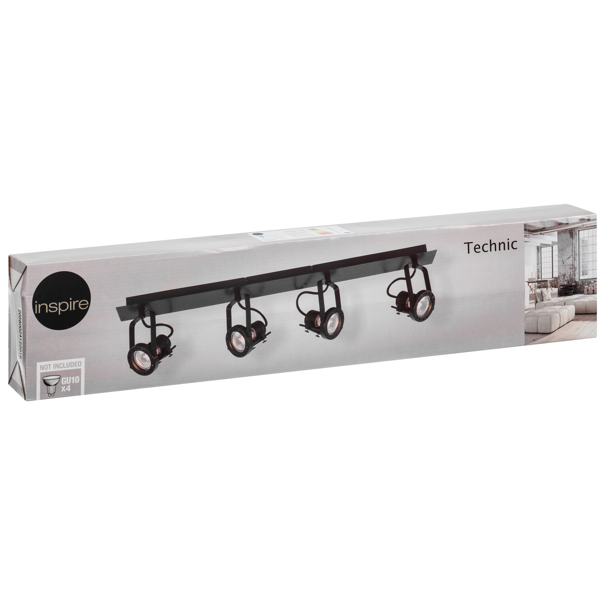 Faretto decorativo senza fonte luminosa 4 luci Technic nero GU10 42W ...