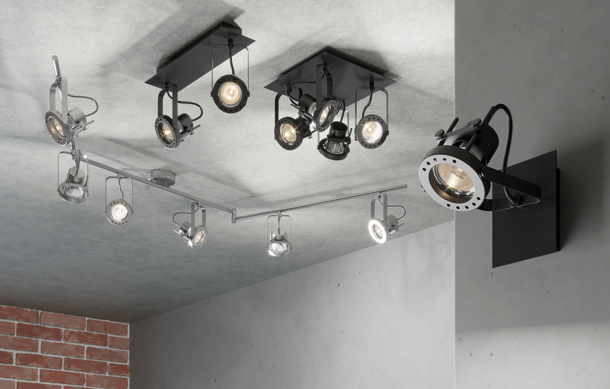 Faretto decorativo senza fonte luminosa 1 luci Technic nero GU10 42W ...