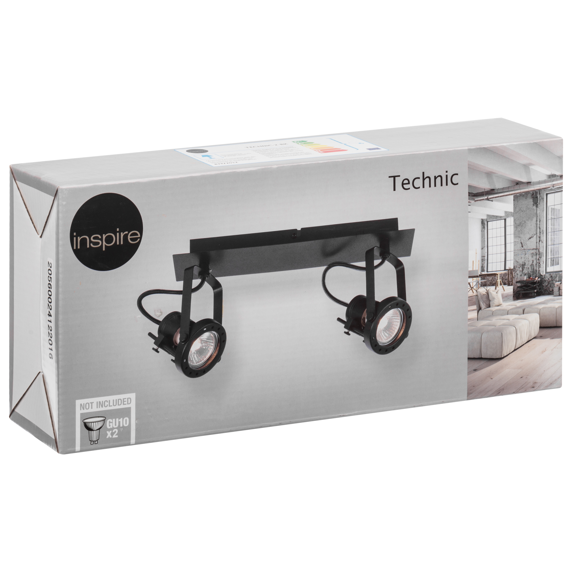Barra di faretti 2 luci Technic nero in inox GU10 42W INSPIRE | Leroy ...