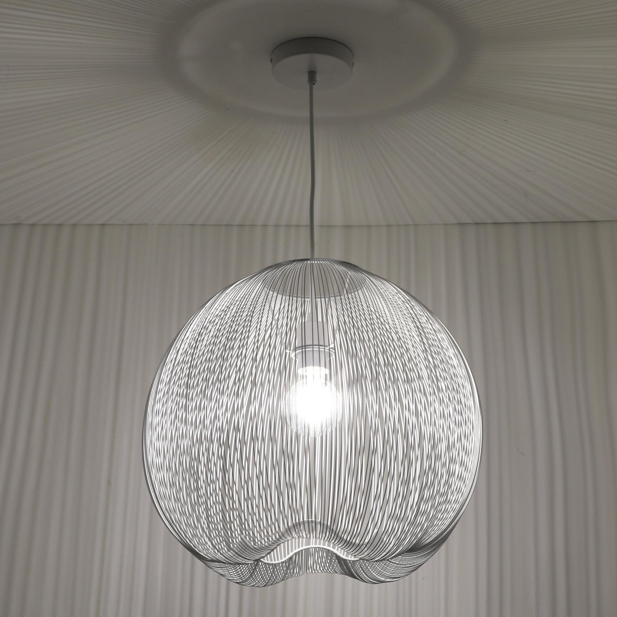 Lampadario Industrial Cage bianco in metallo, D. 45 cm, L. 100 cm ...