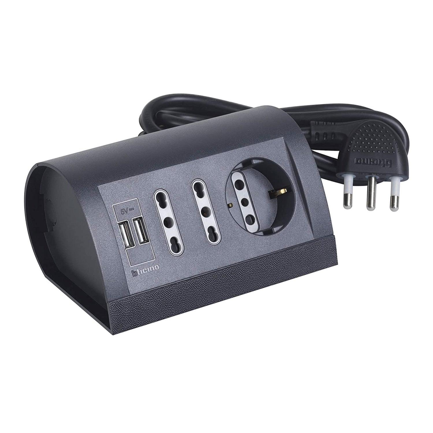 Multipresa 3 posti, 3 prese schuko, 2 USB, spina 16 A, con cavo 2 m ...