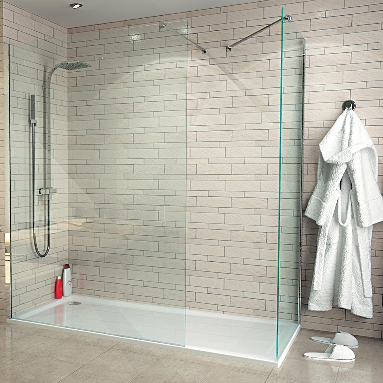 Doccia walk in single L 90, H 200 cm, vetro 8 mm trasparente cromato ...