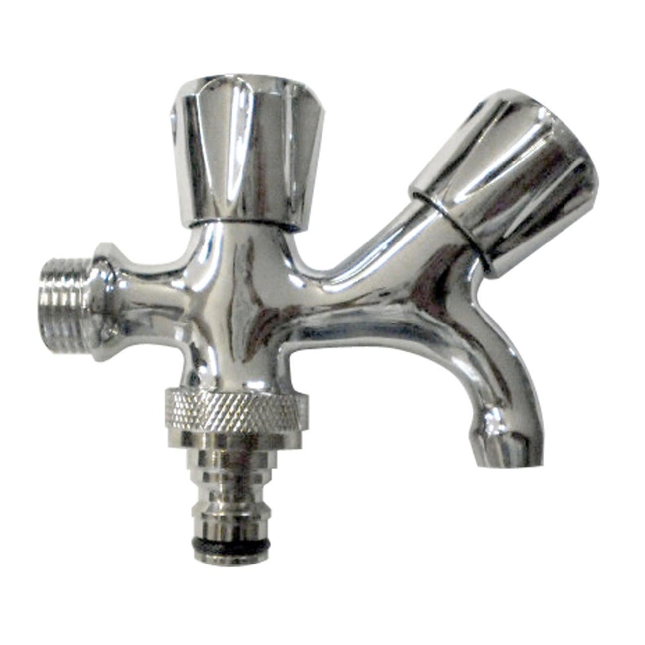 Rubinetto da esterno cromato 2 vie Ø 1/2 mm | Leroy Merlin