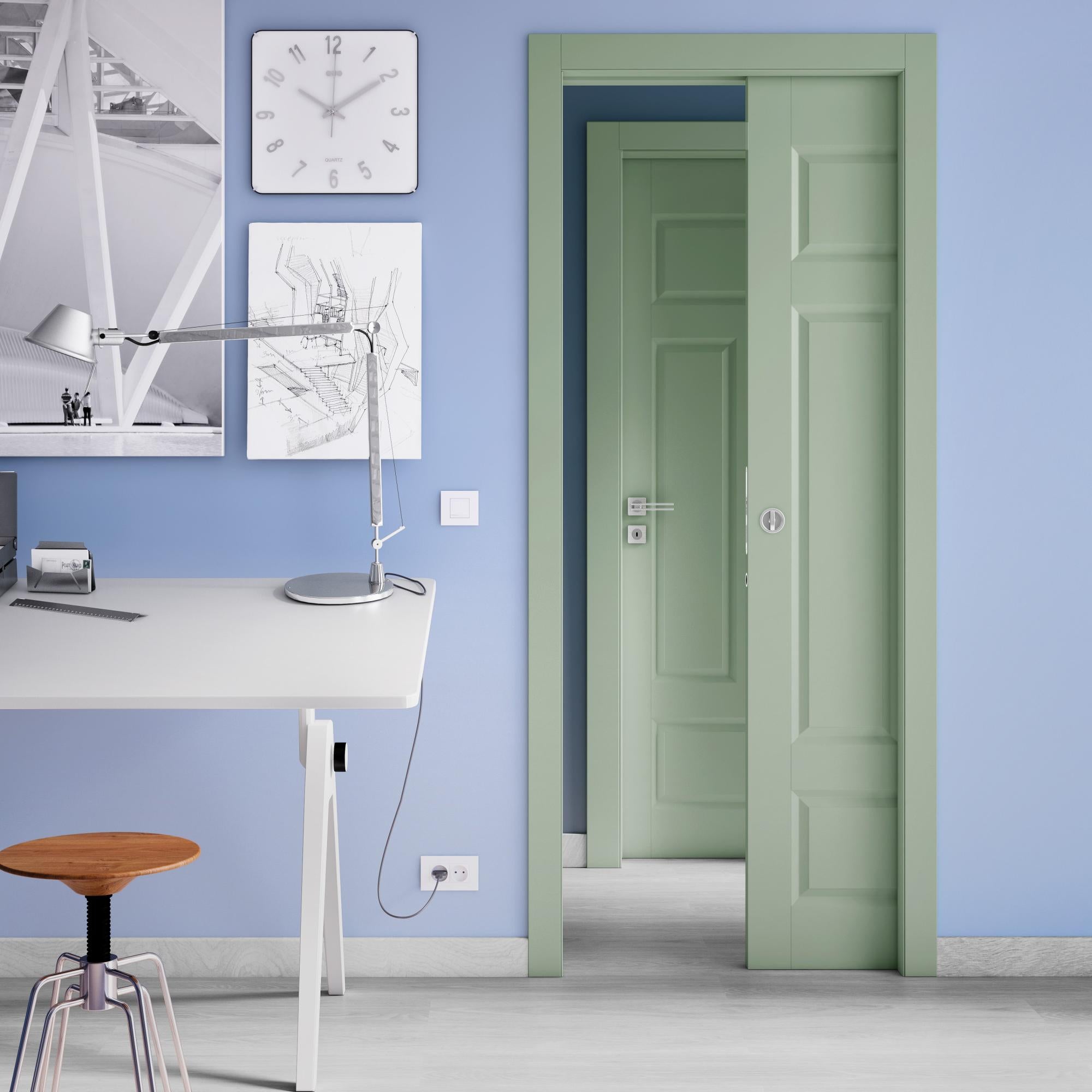 Porta a battente Coconut Groove verde L 70 x H 210 cm destra | Leroy Merlin