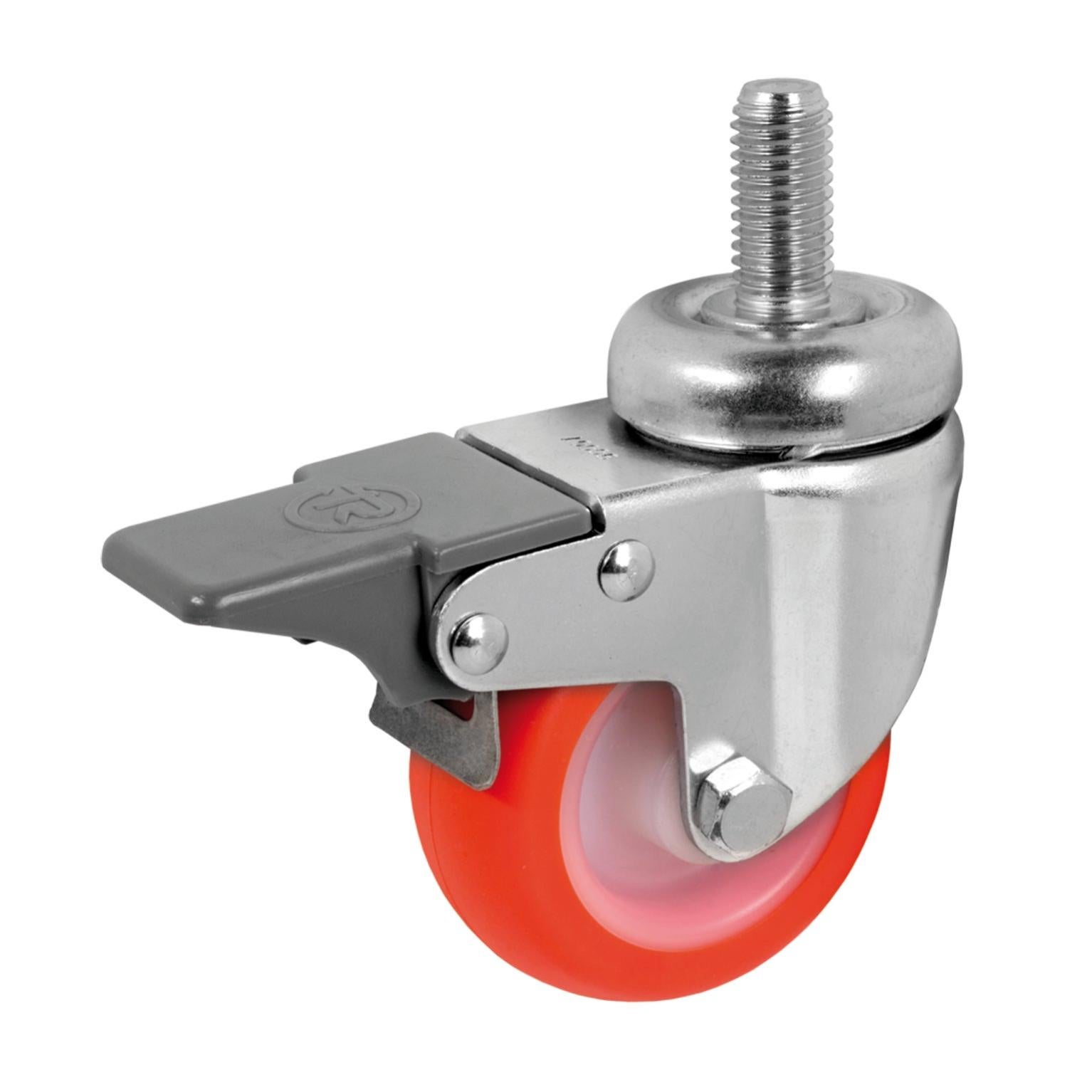 Ruota con freno TELLURE in poliammide rosso Ø 60 mm | Leroy Merlin